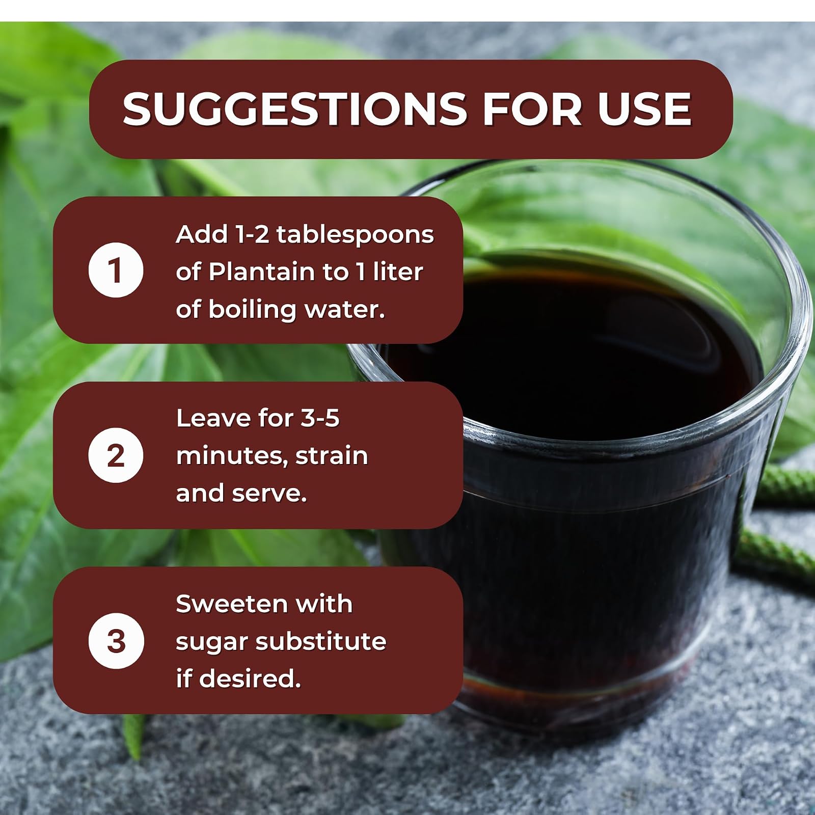 caffeine-free plantain leaf infusion