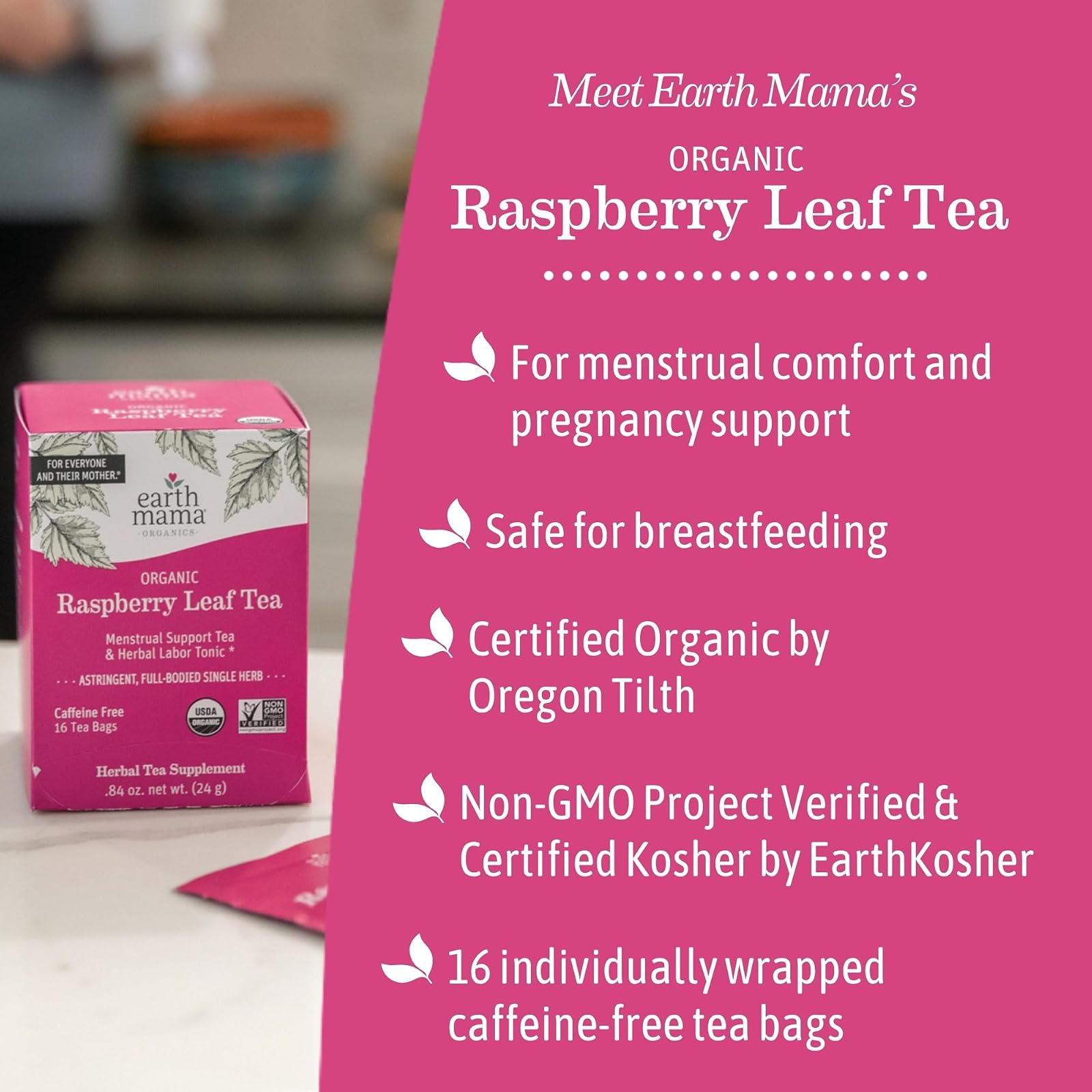 caffeine-free raspberry leaf tea bags