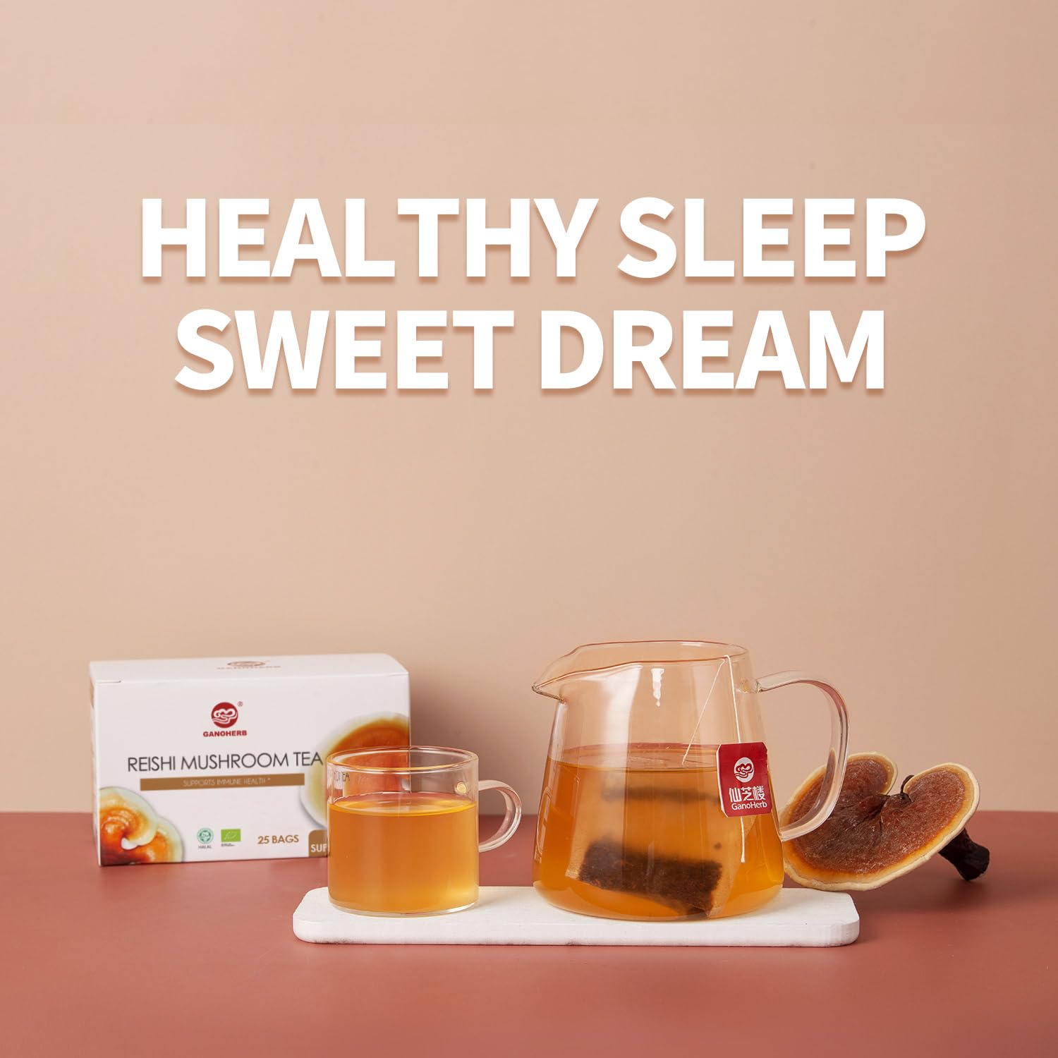 Caffeine-free Reishi mushroom tea bags