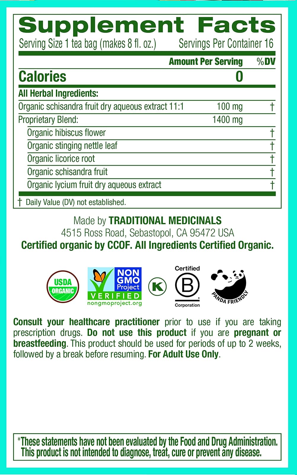 Caffeine-free Schisandra Berry infusion
