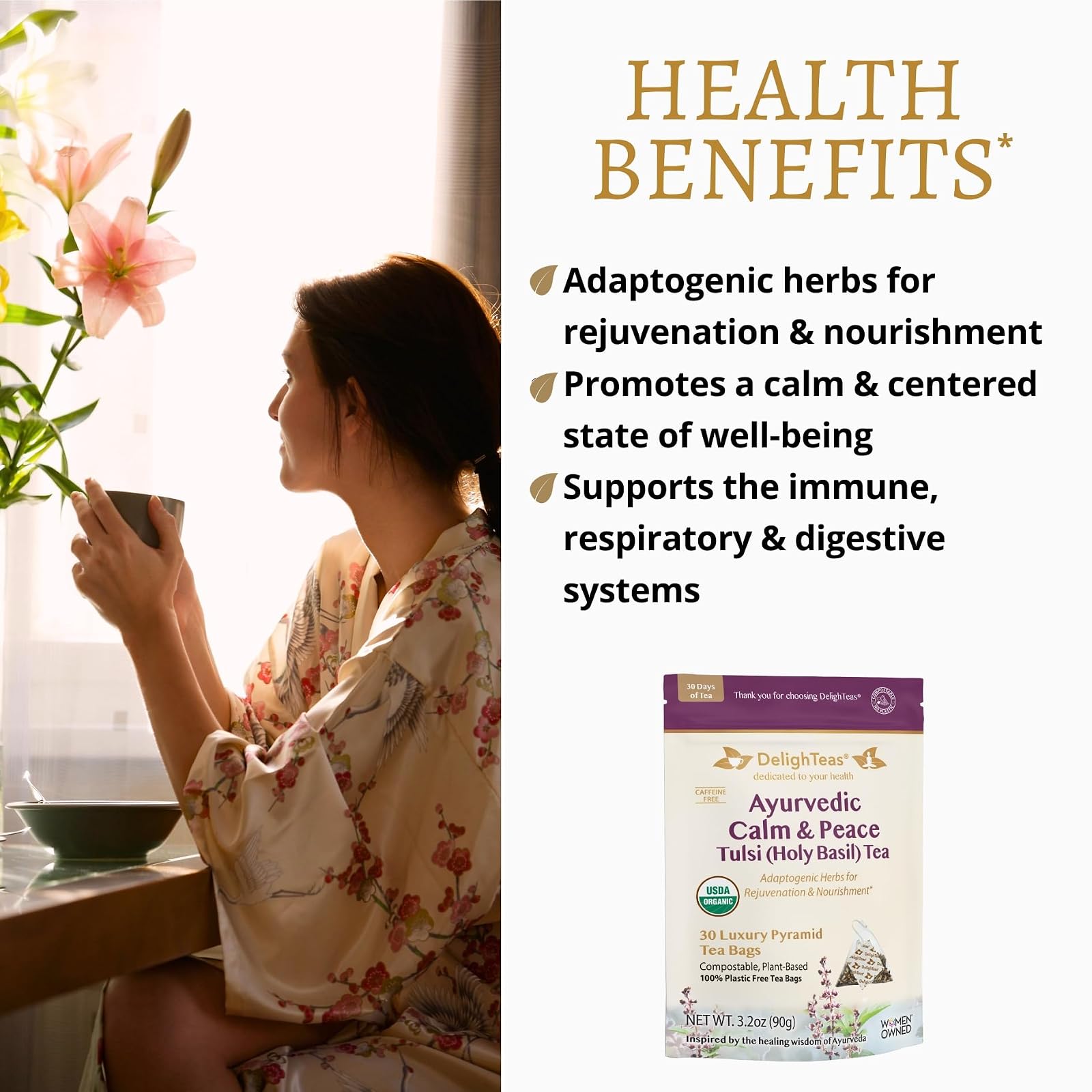 Caffeine-free Tulsi tea for wellness