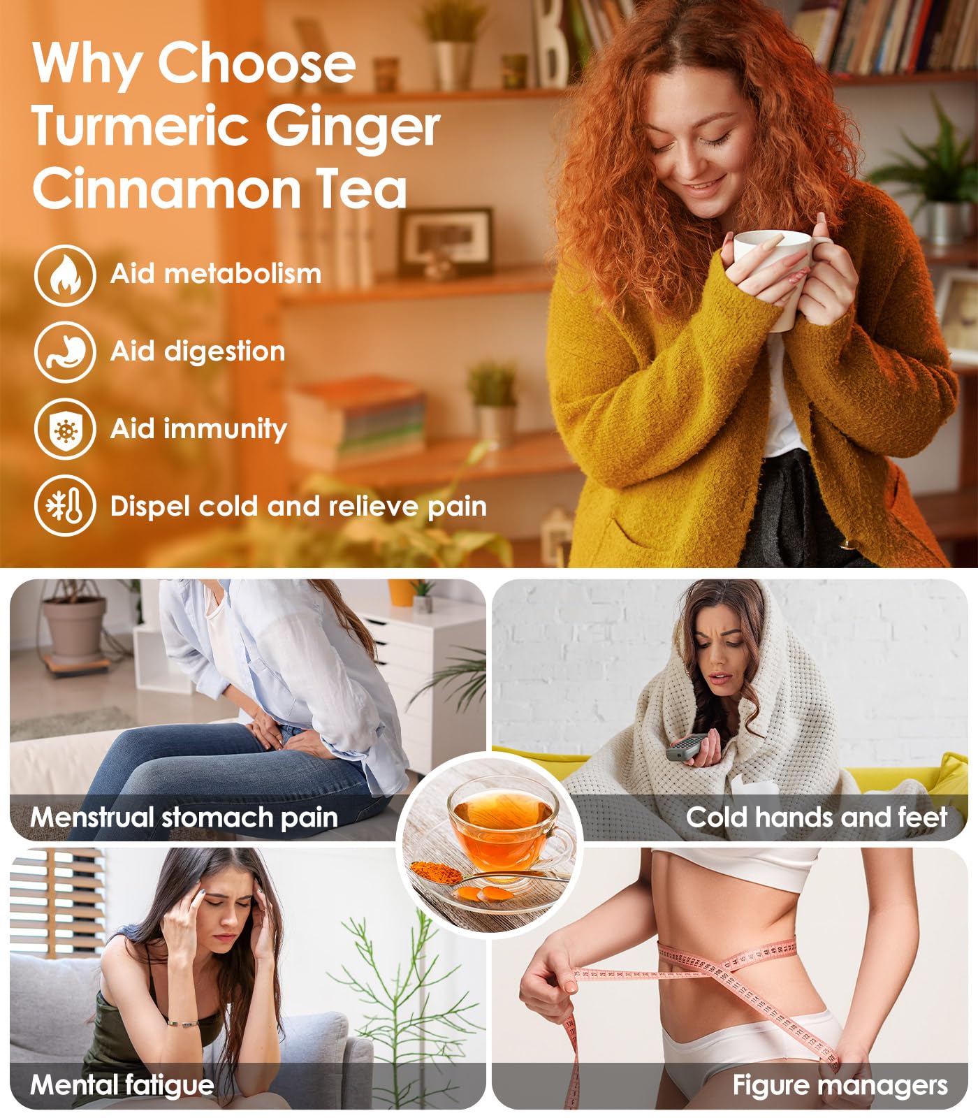Caffeine-free turmeric ginger cinnamon tea
