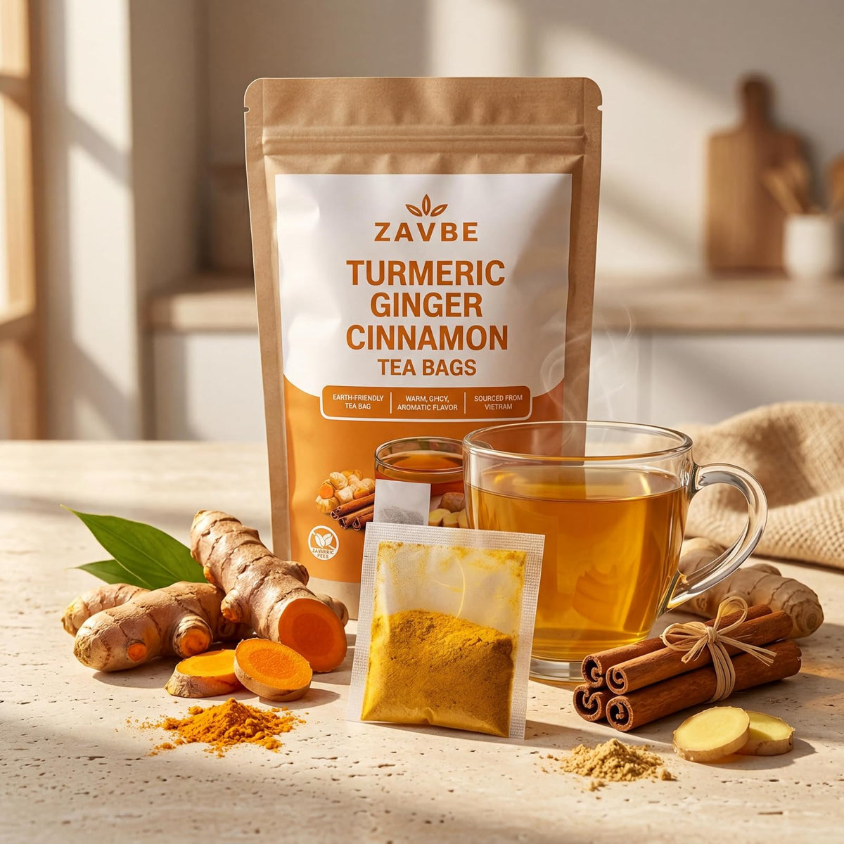 caffeine-free turmeric ginger infusion