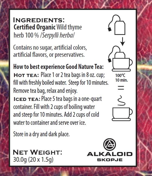 caffeine-free wild thyme herbal infusion