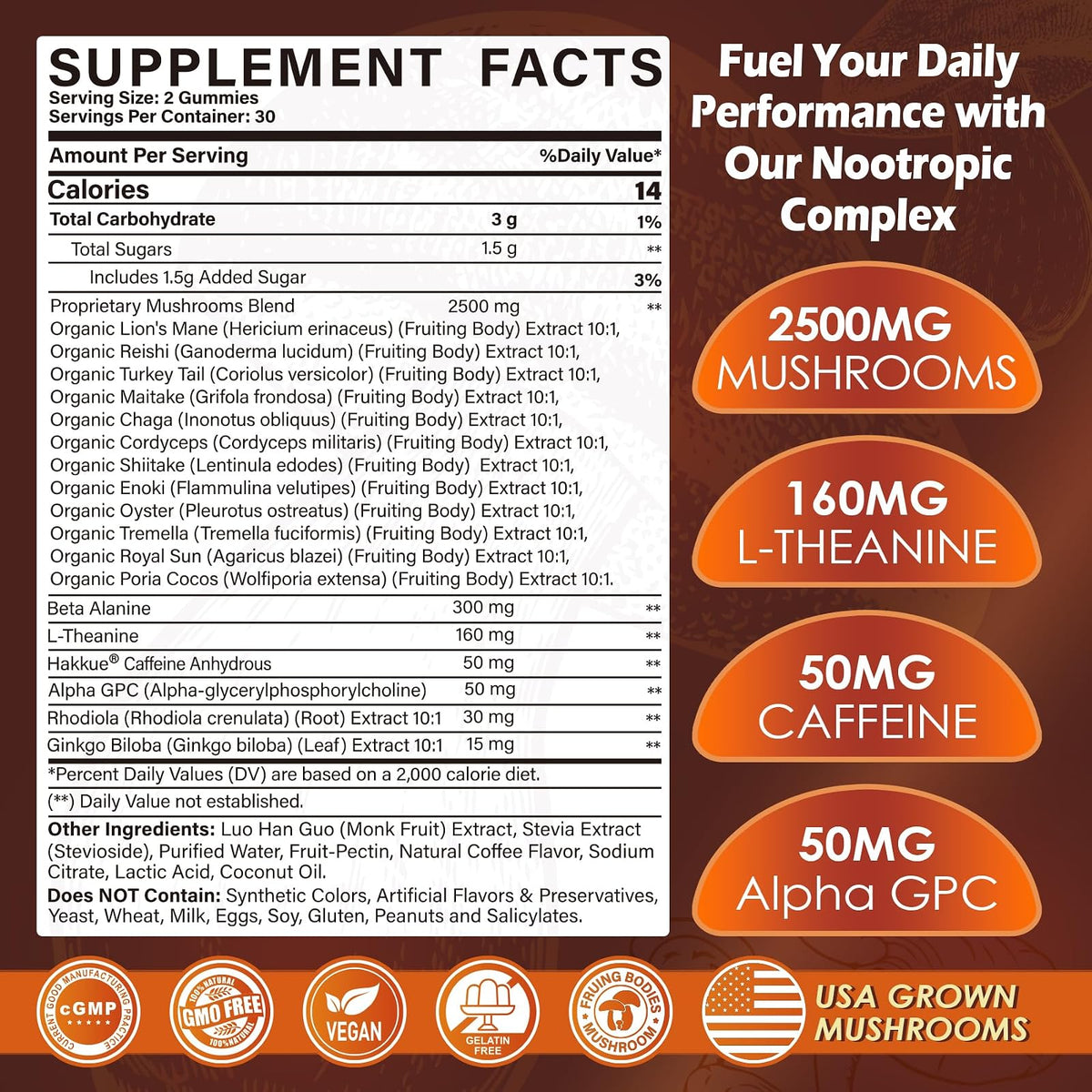 Caffeine infused Lion's Mane supplements