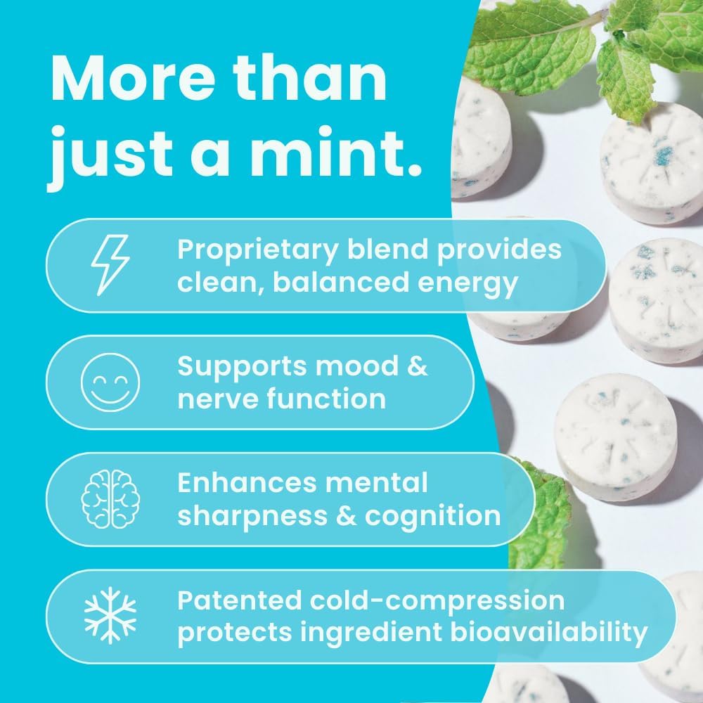 Caffeine mints with vitamin B12 boost