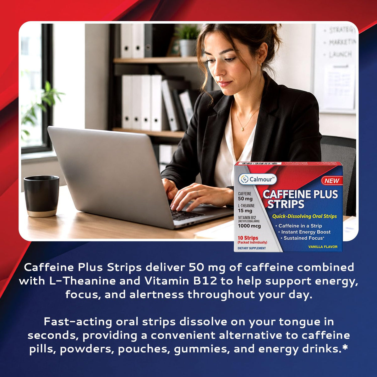 Caffeine Plus strips for quick energy boost