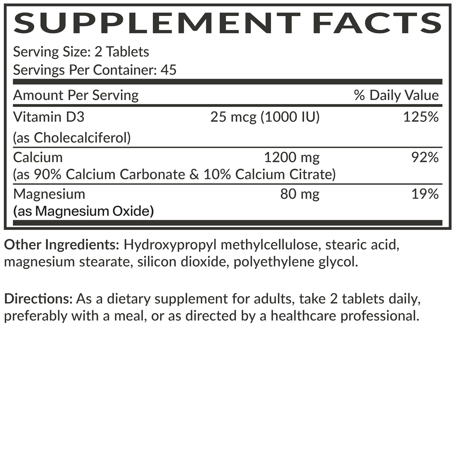 Calcium 1200 mg for muscle function