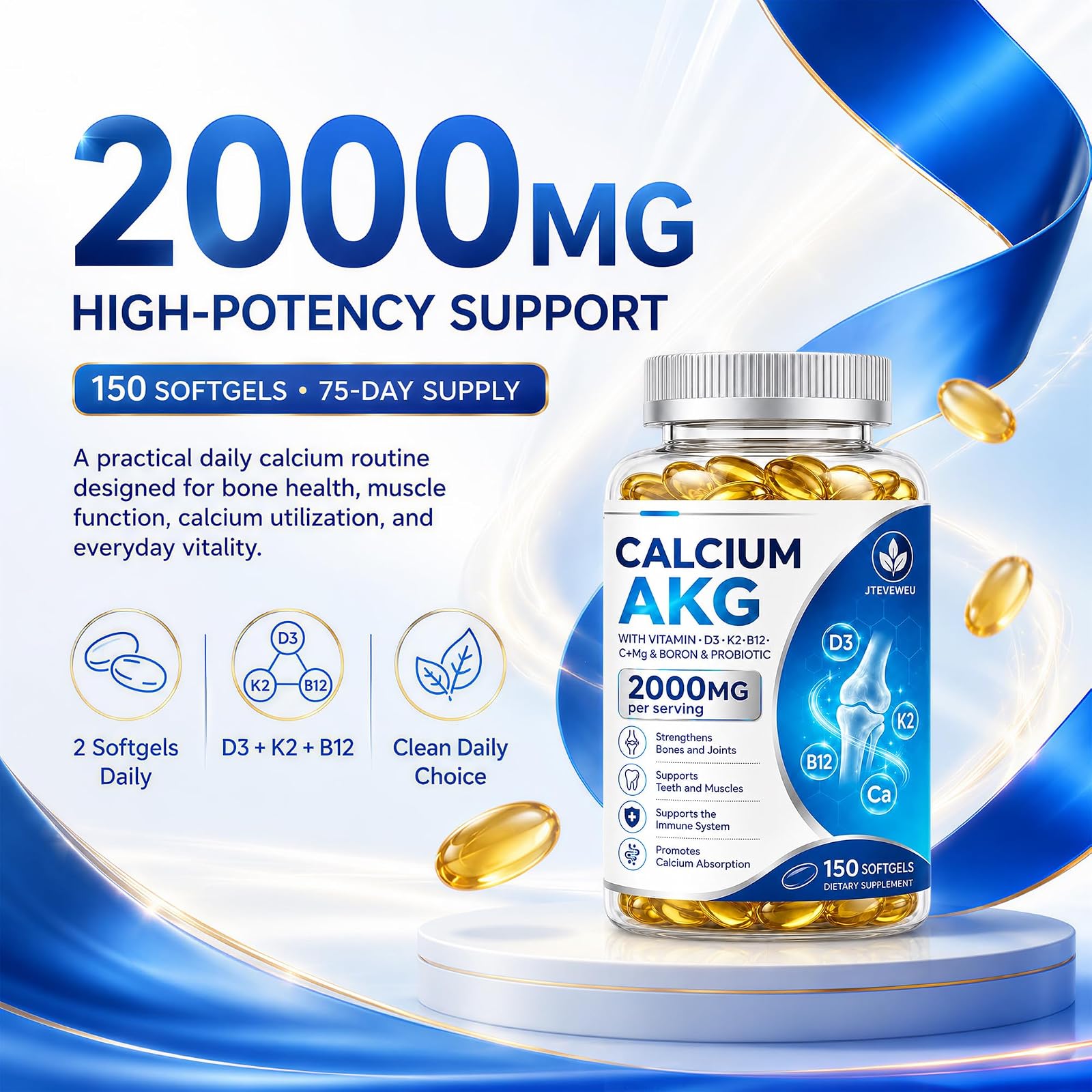 Calcium AKG 2000 mg for daily nutrition