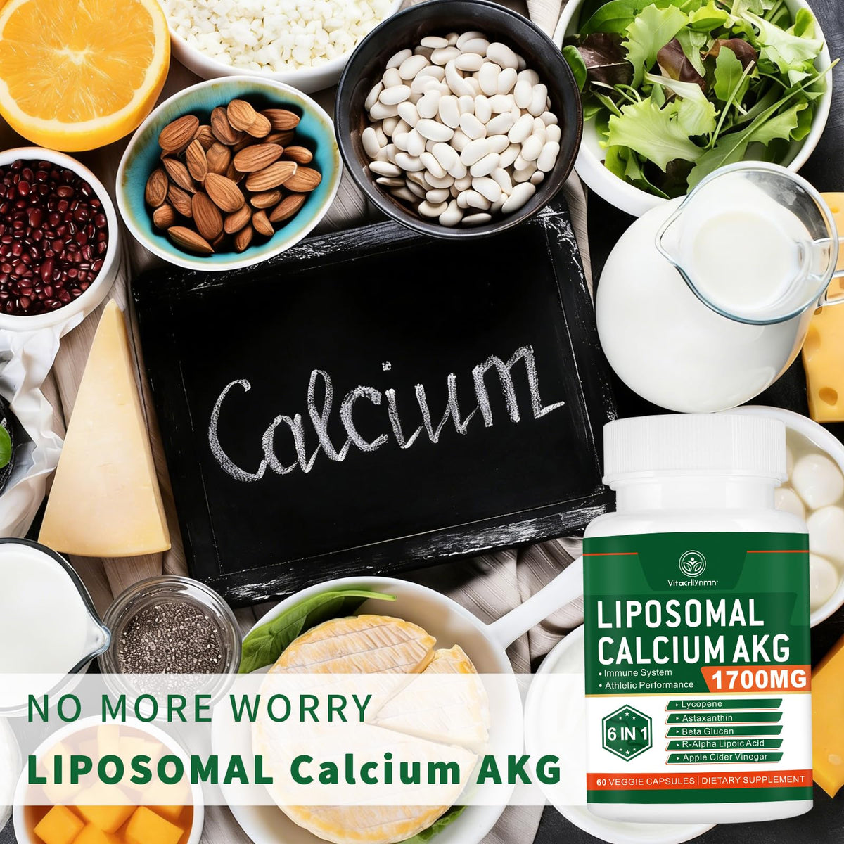 Calcium AKG capsules for daily supplementation