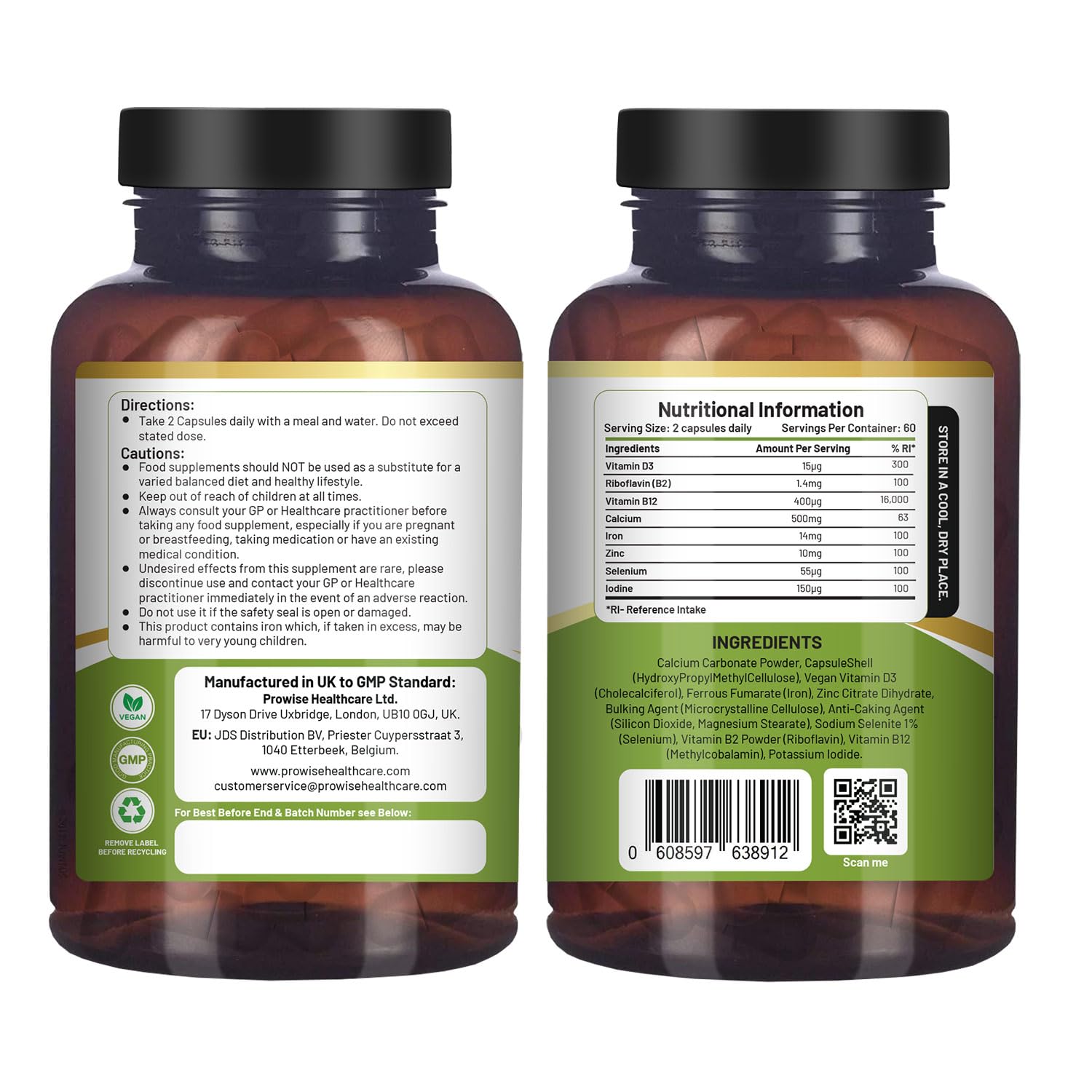 Calcium and B12 vegan capsules