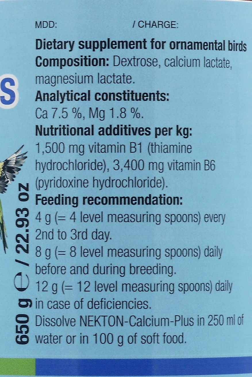 Calcium and magnesium supplement for avians