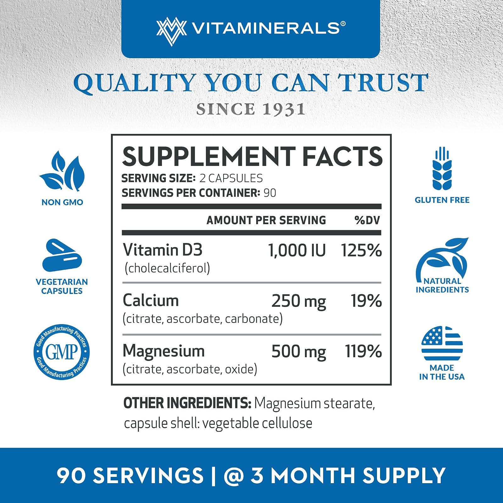 Calcium and magnesium veggie capsules