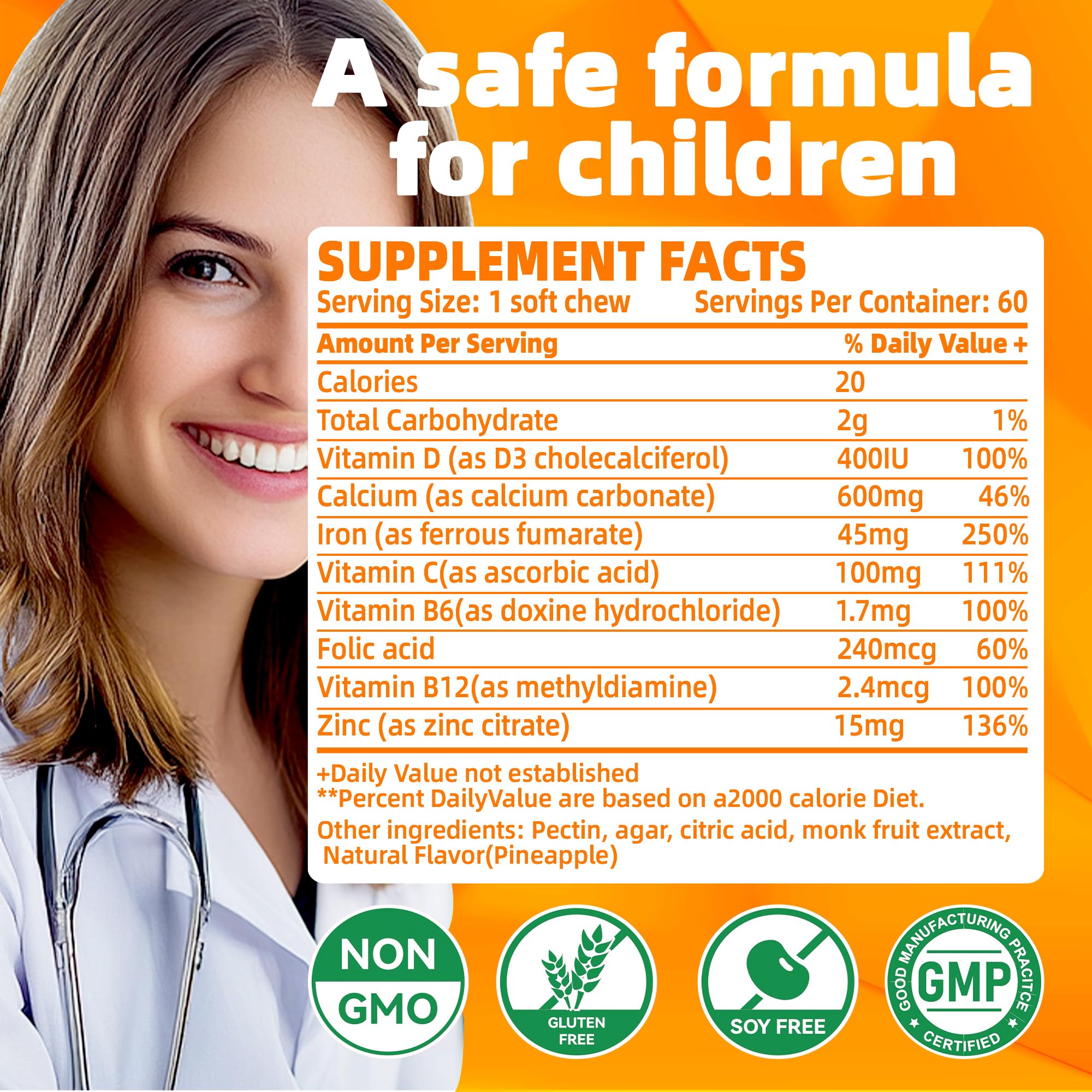 calcium and zinc enriched iron chews