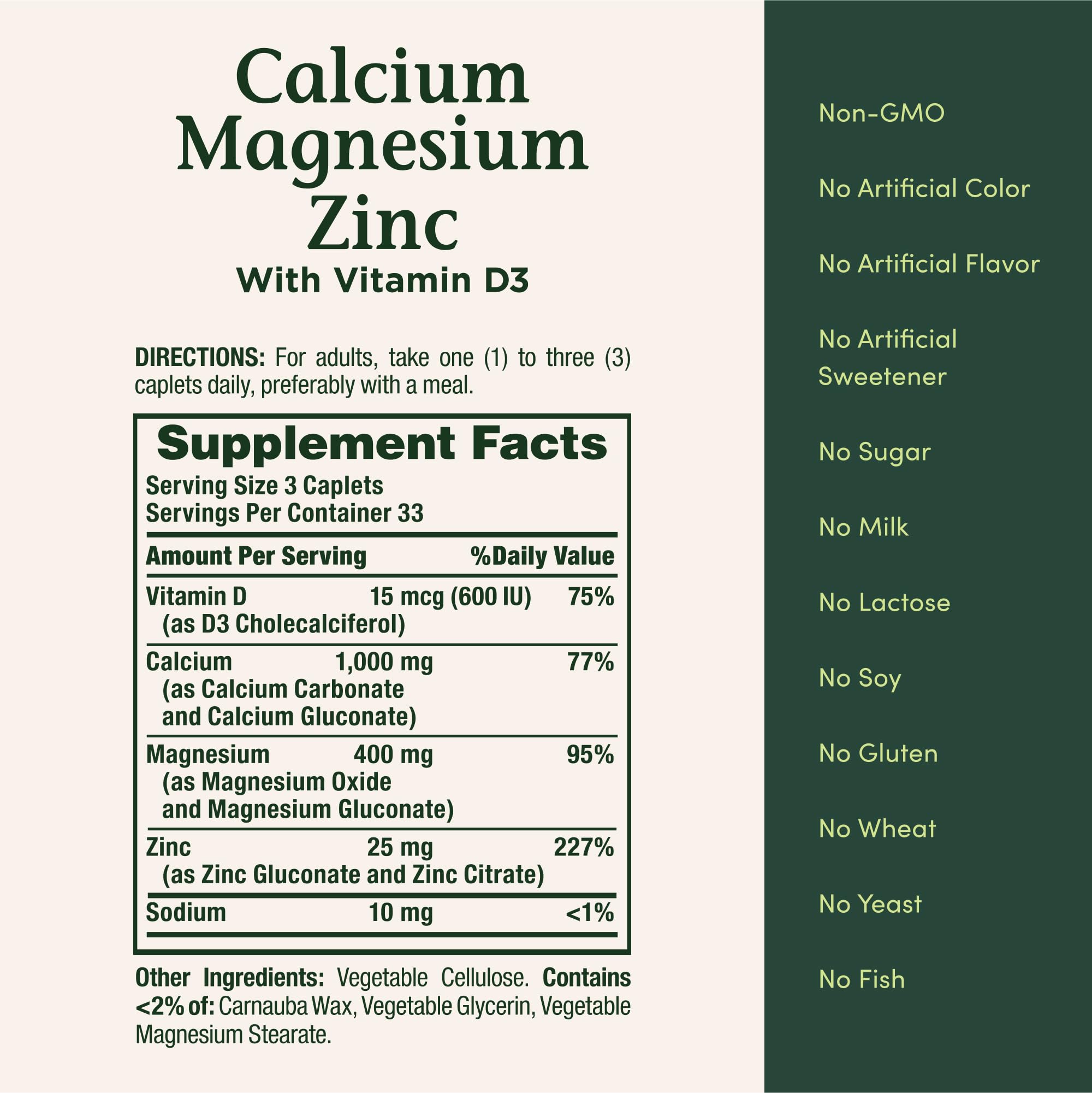 Calcium caplets for easy swallowing