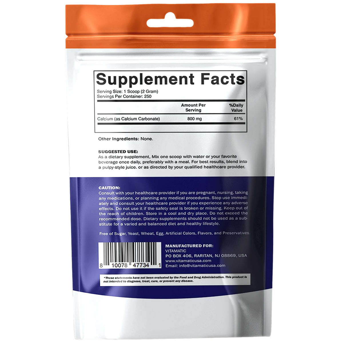 Calcium carbonate powder for muscle function