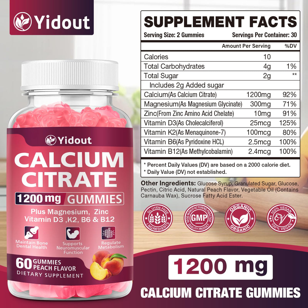 Calcium citrate 1200 mg for daily health