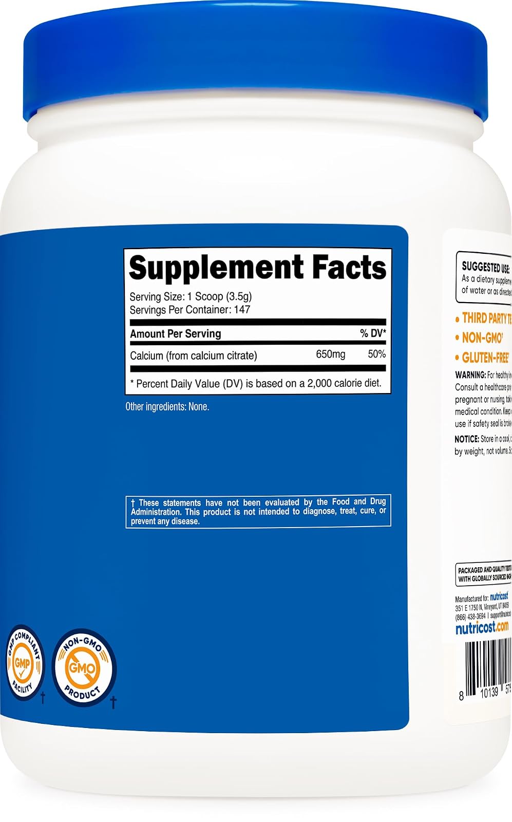 calcium citrate powder supports muscle function