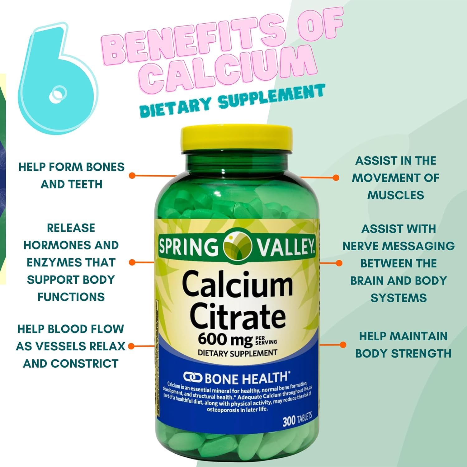 Calcium citrate tablets for overall wellness