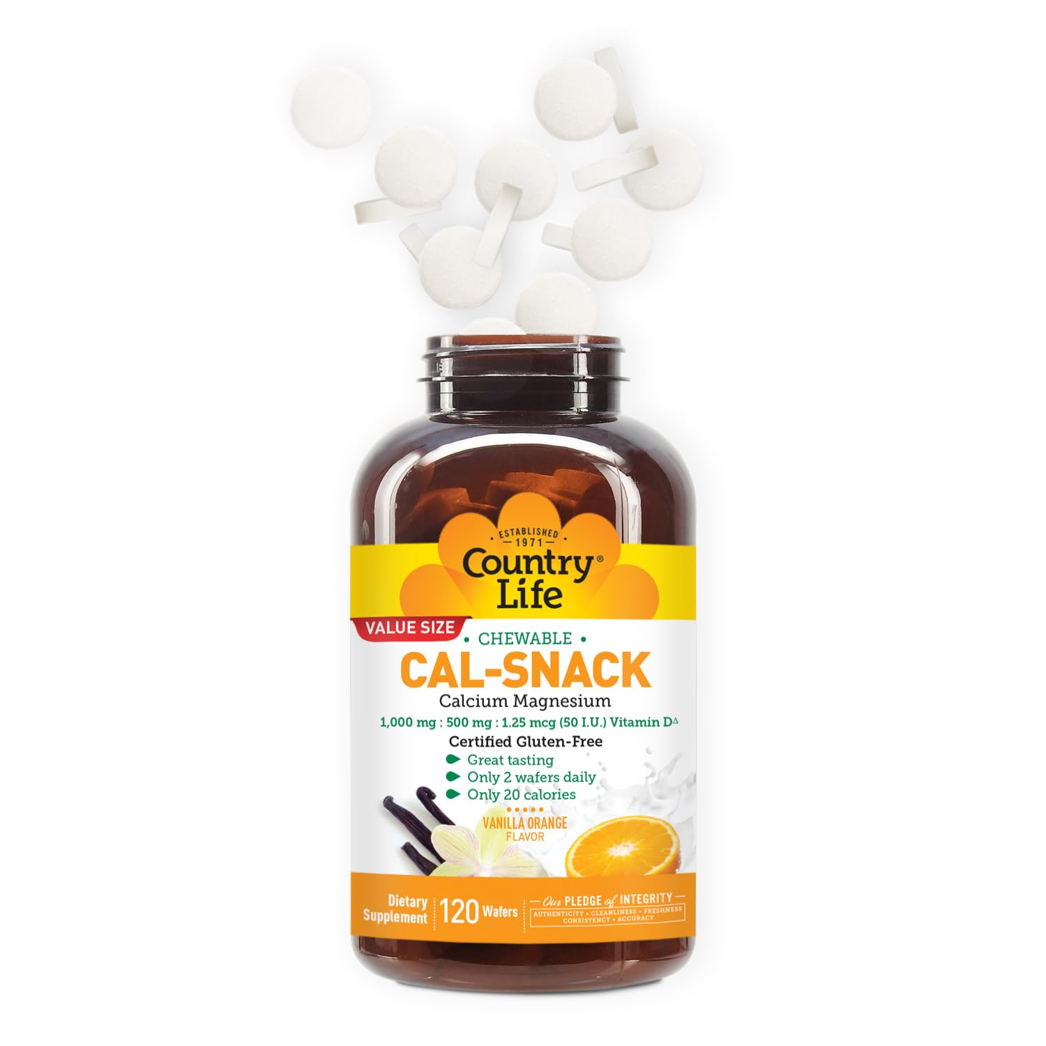 Calcium citrate wafers for bone health