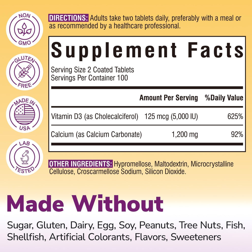 Calcium citrate with vitamin D3 for absorption