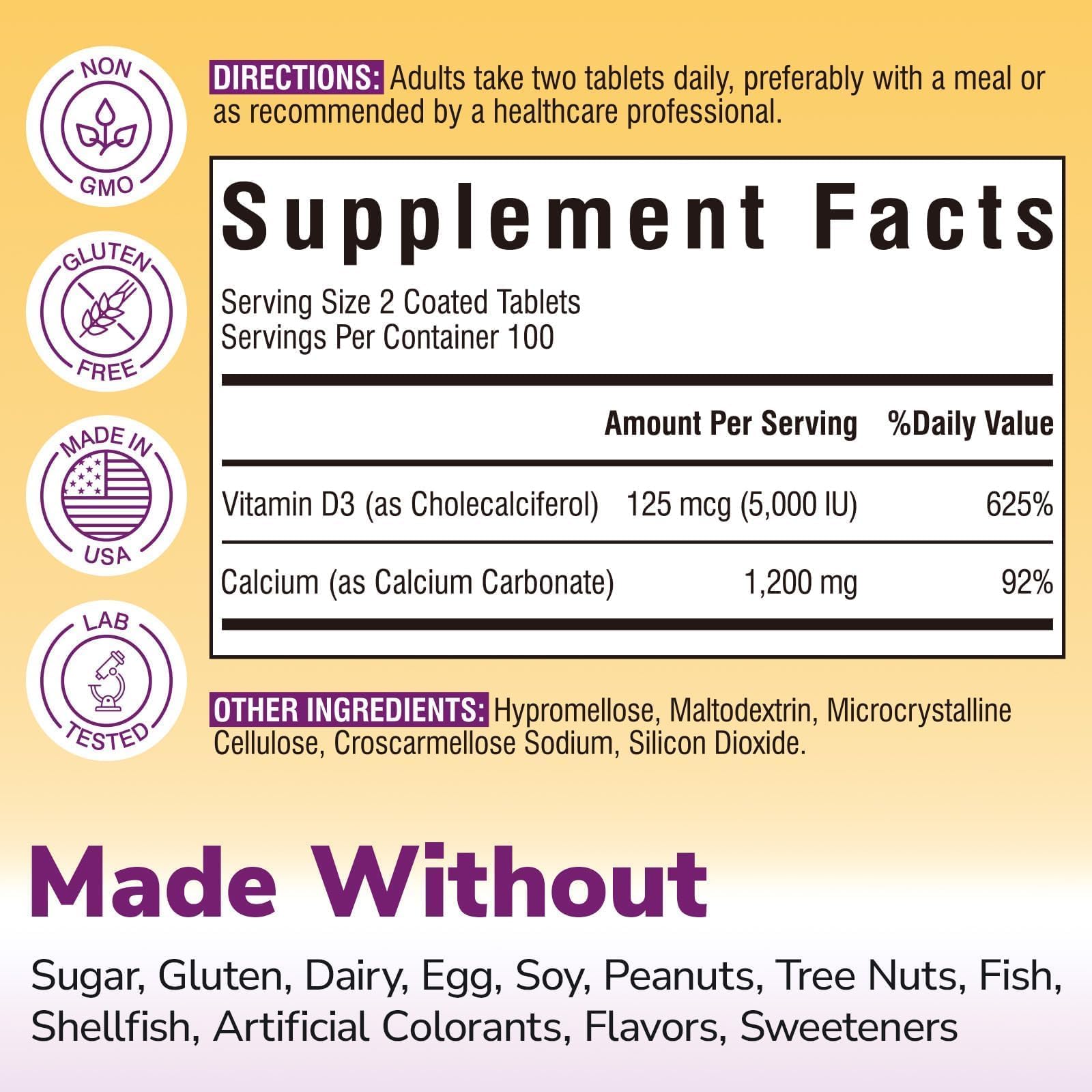 Calcium citrate with vitamin D3 for absorption