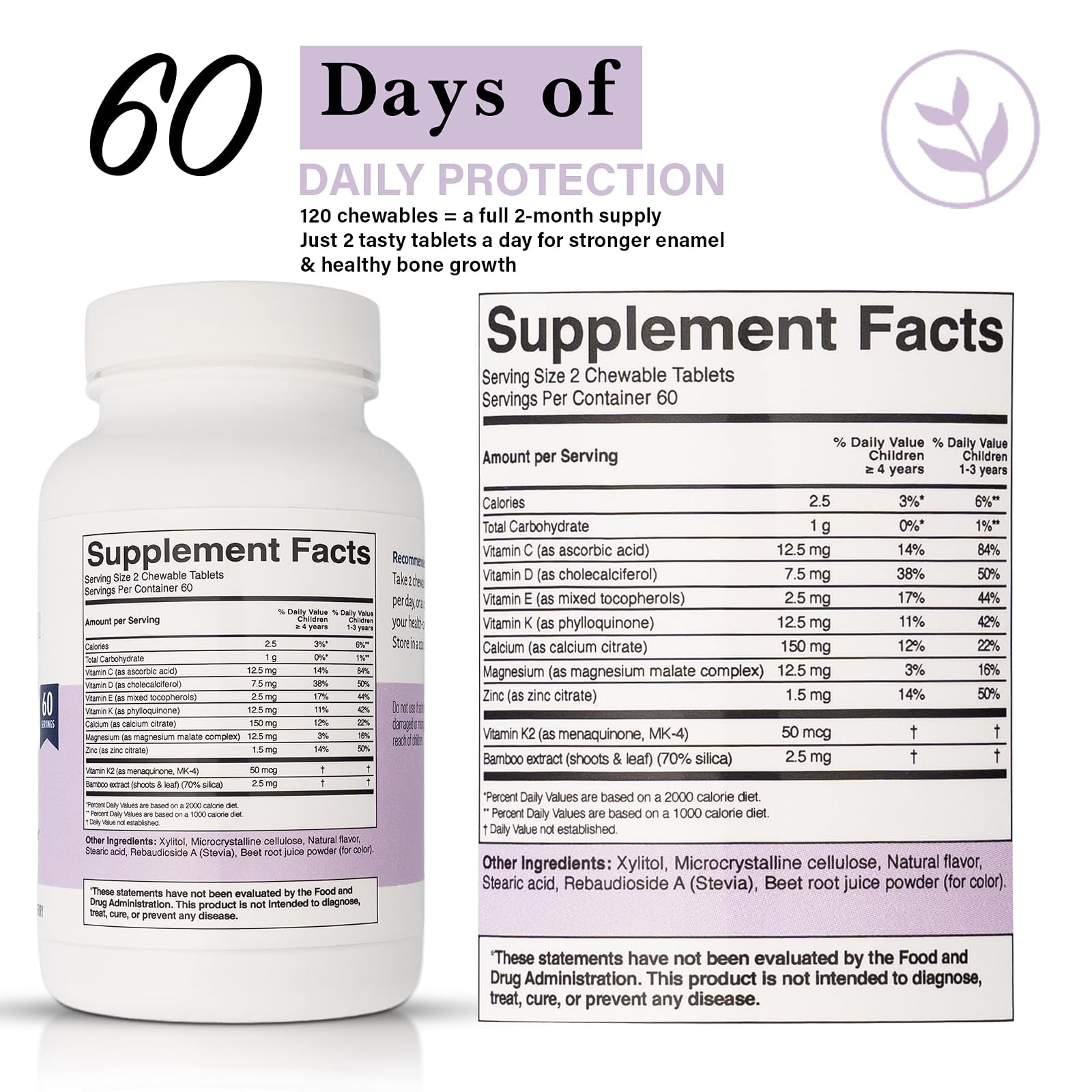 Calcium D3 K2 chewables for strong bones