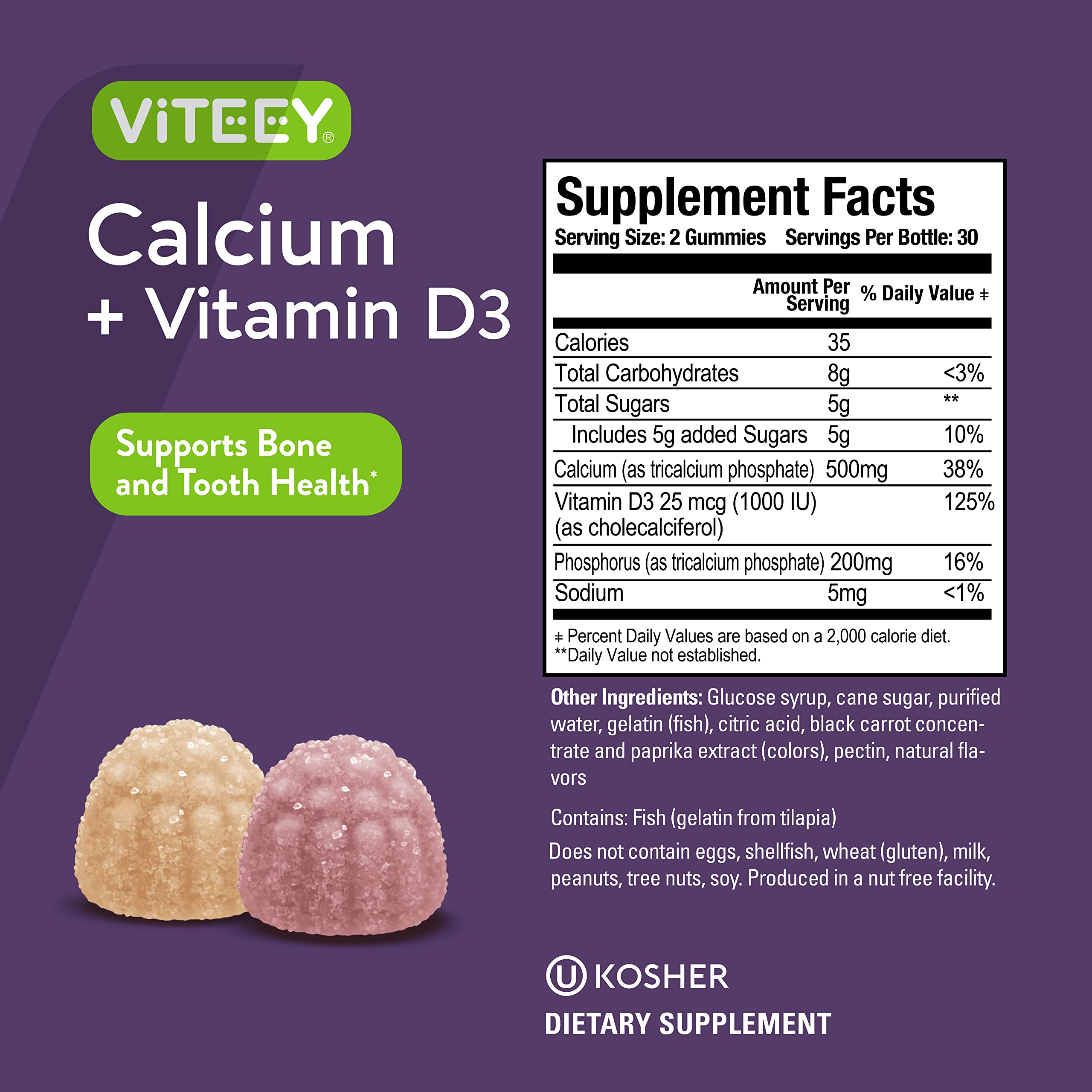 Calcium gummies for daily nutrition