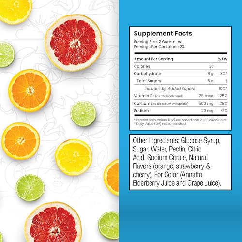 Calcium gummies with added vitamin D benefits