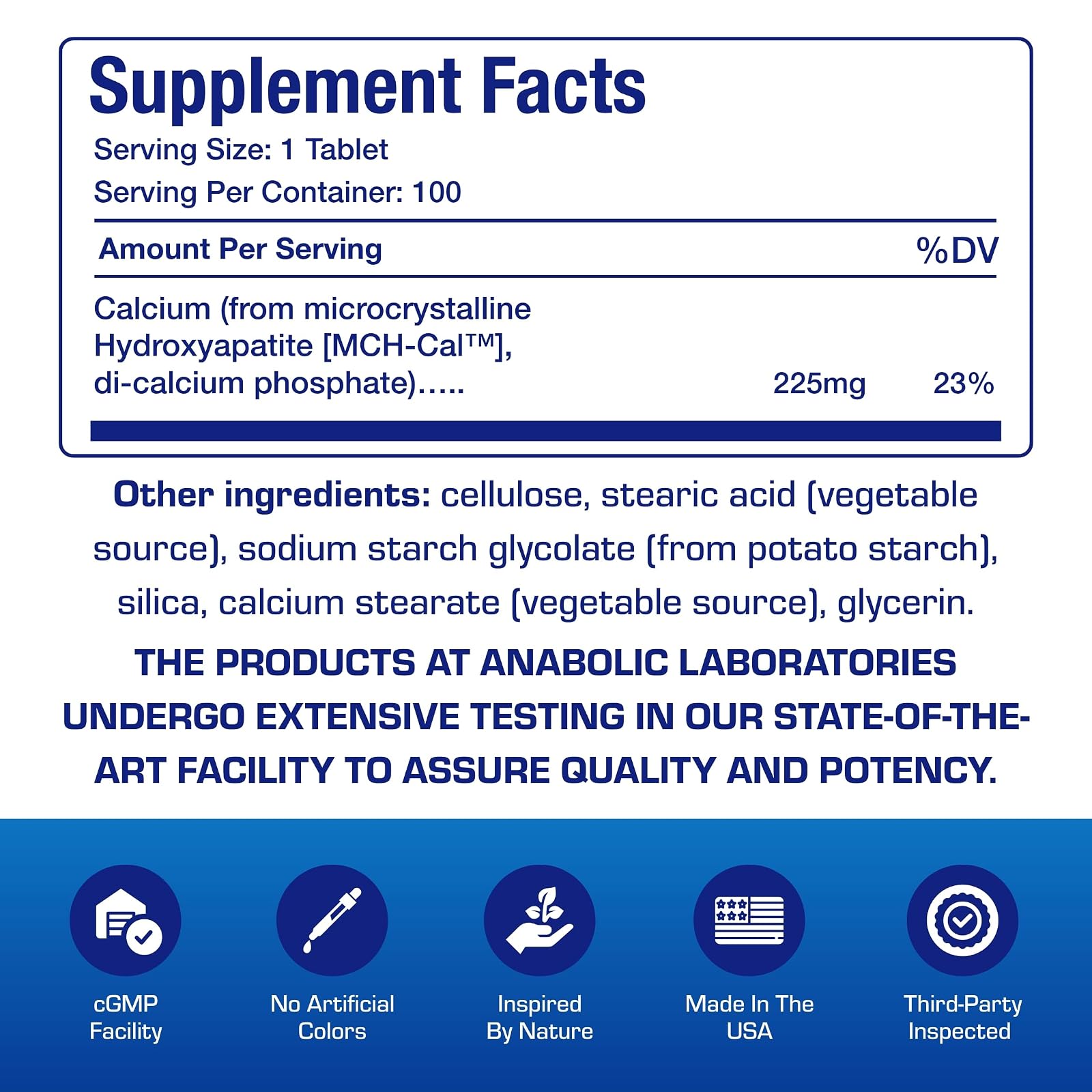 Calcium hydroxyapatite 100 servings bottle