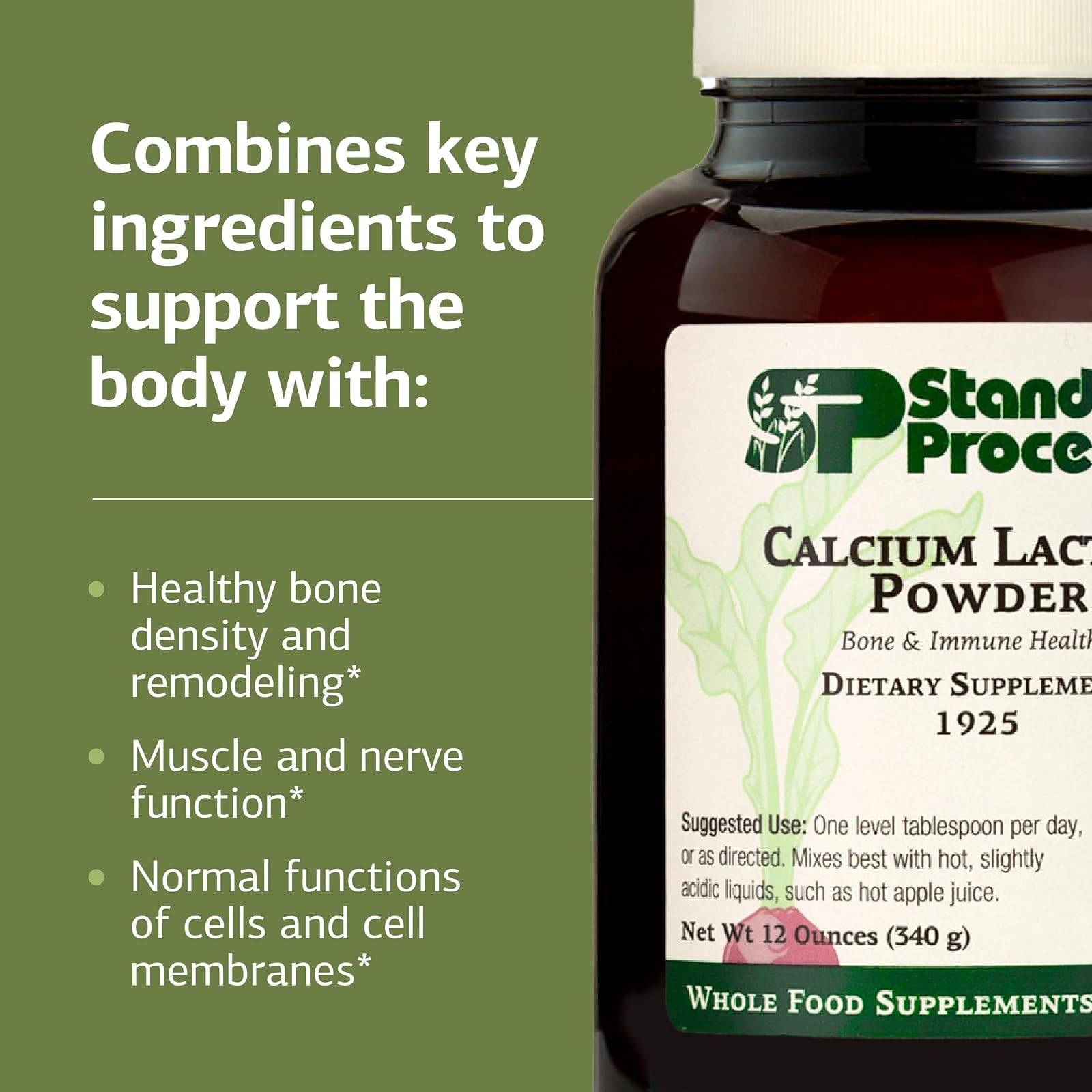 Calcium lactate powder for muscle support