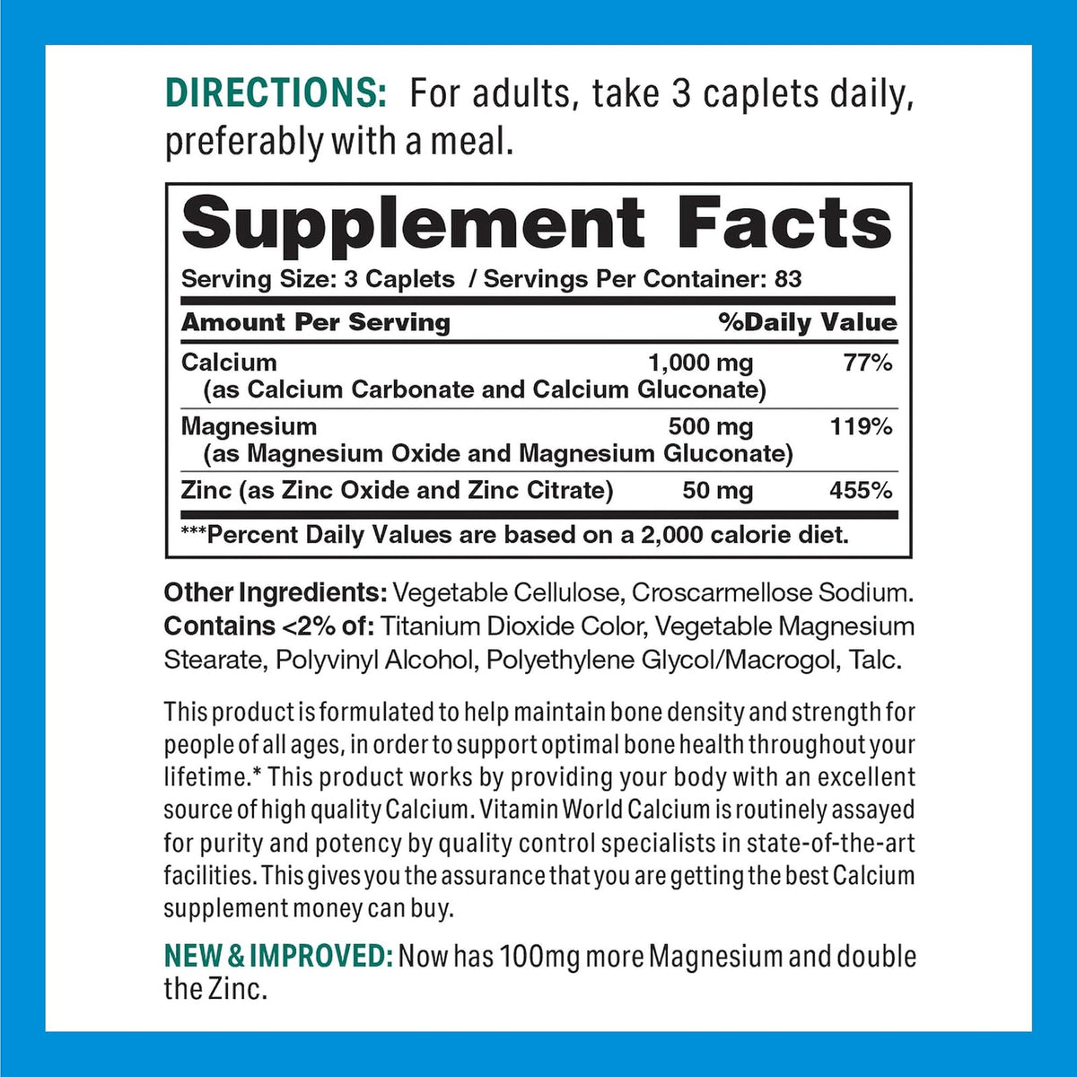 Calcium magnesium zinc for bone health