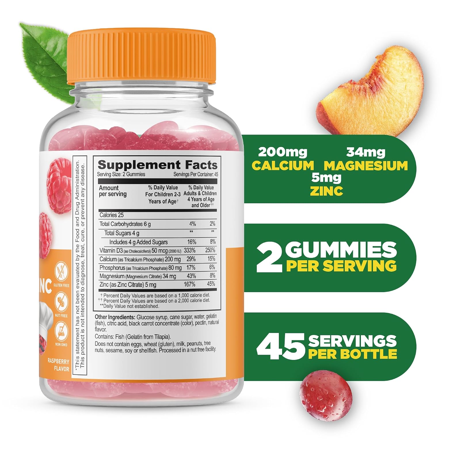 Calcium magnesium zinc gummies for healthy growth