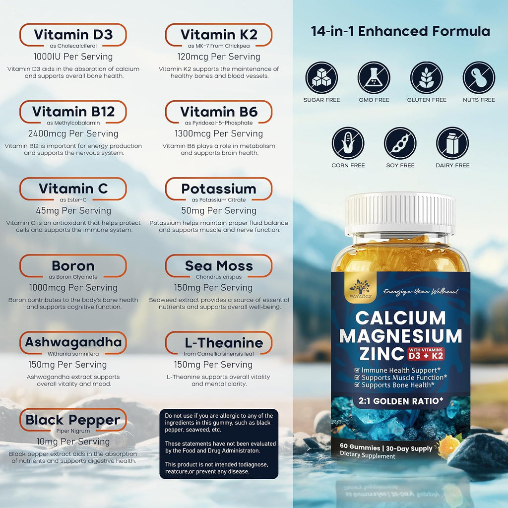 calcium magnesium zinc gummies for overall wellness