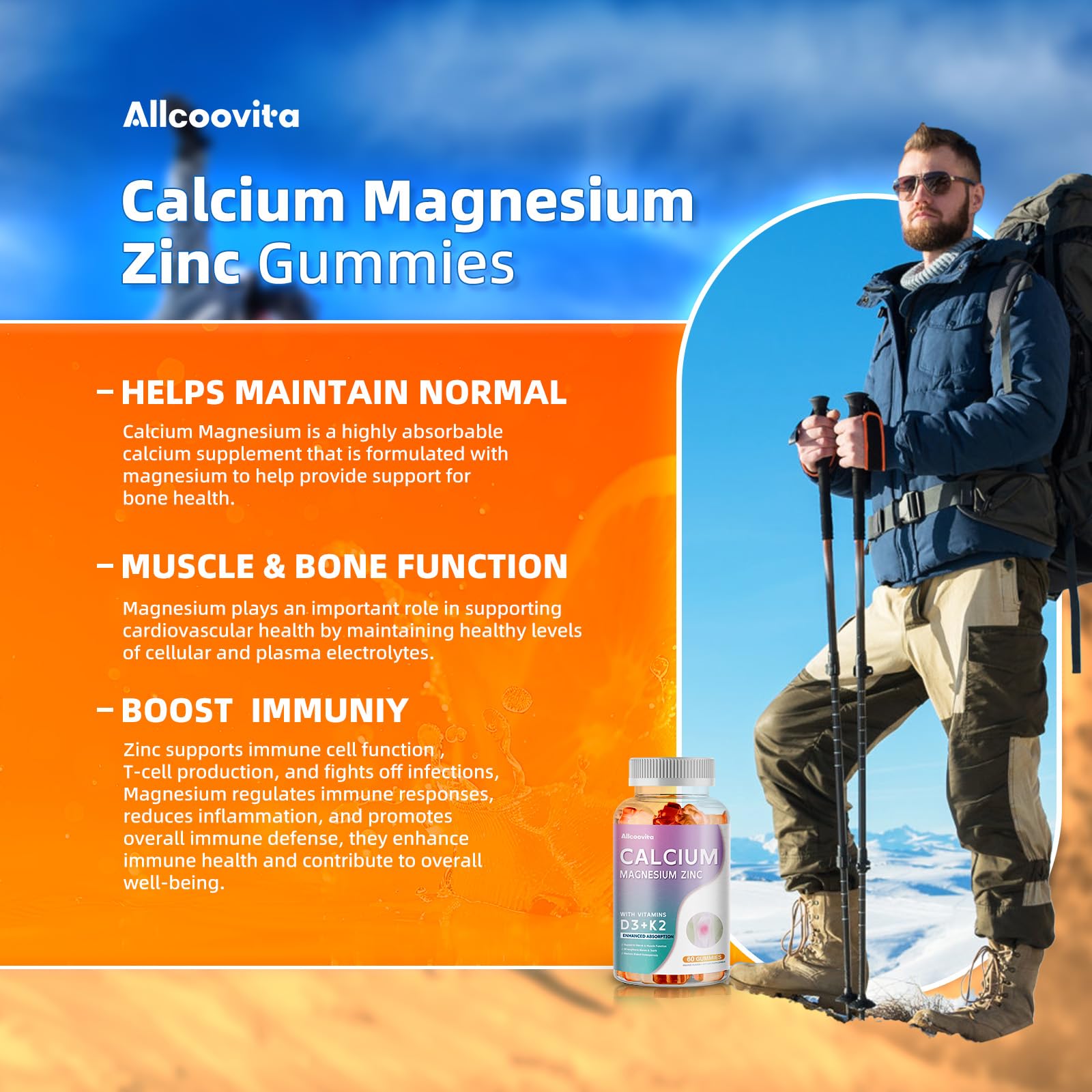 Calcium Magnesium Zinc gummies for strong bones