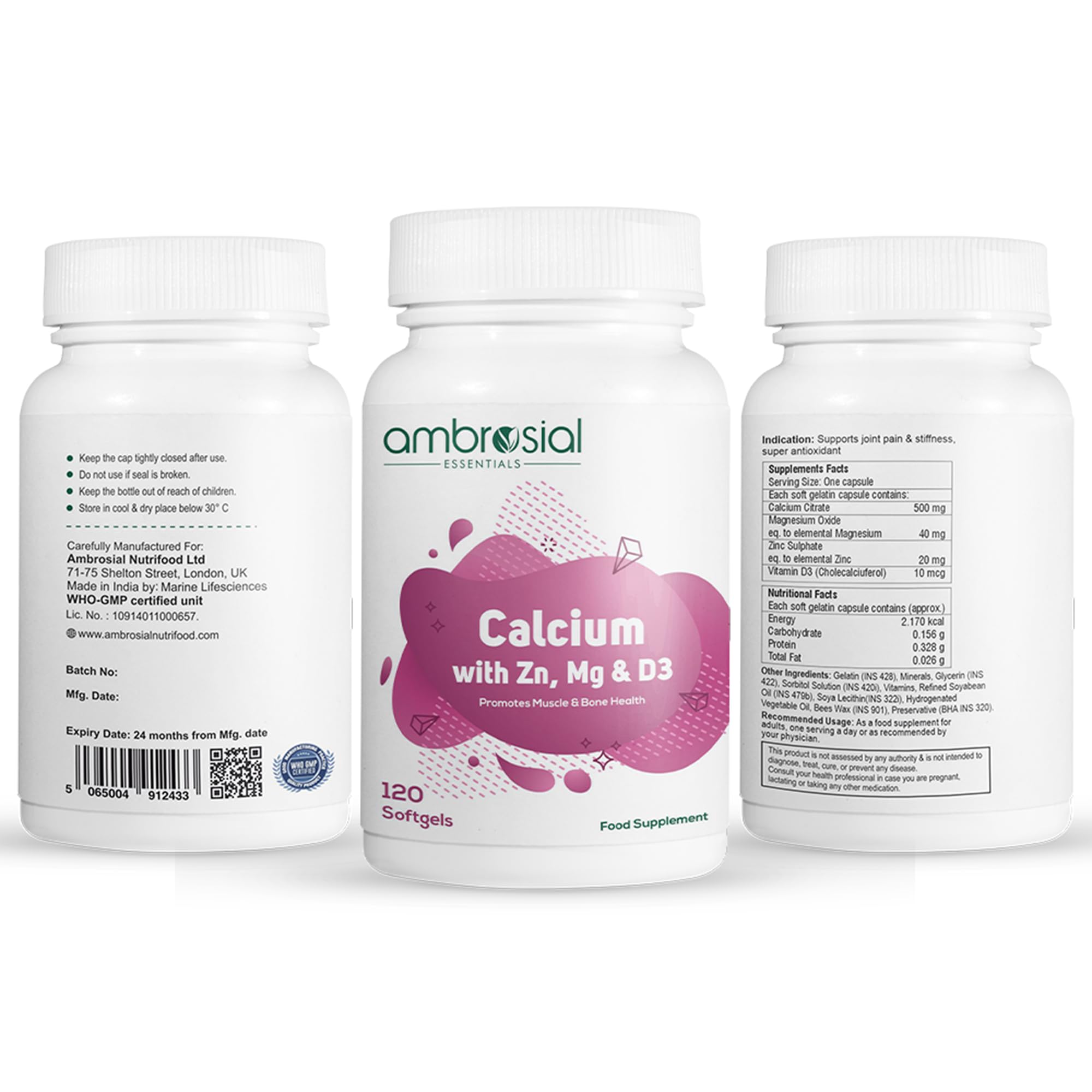 Calcium softgels for convenient daily intake