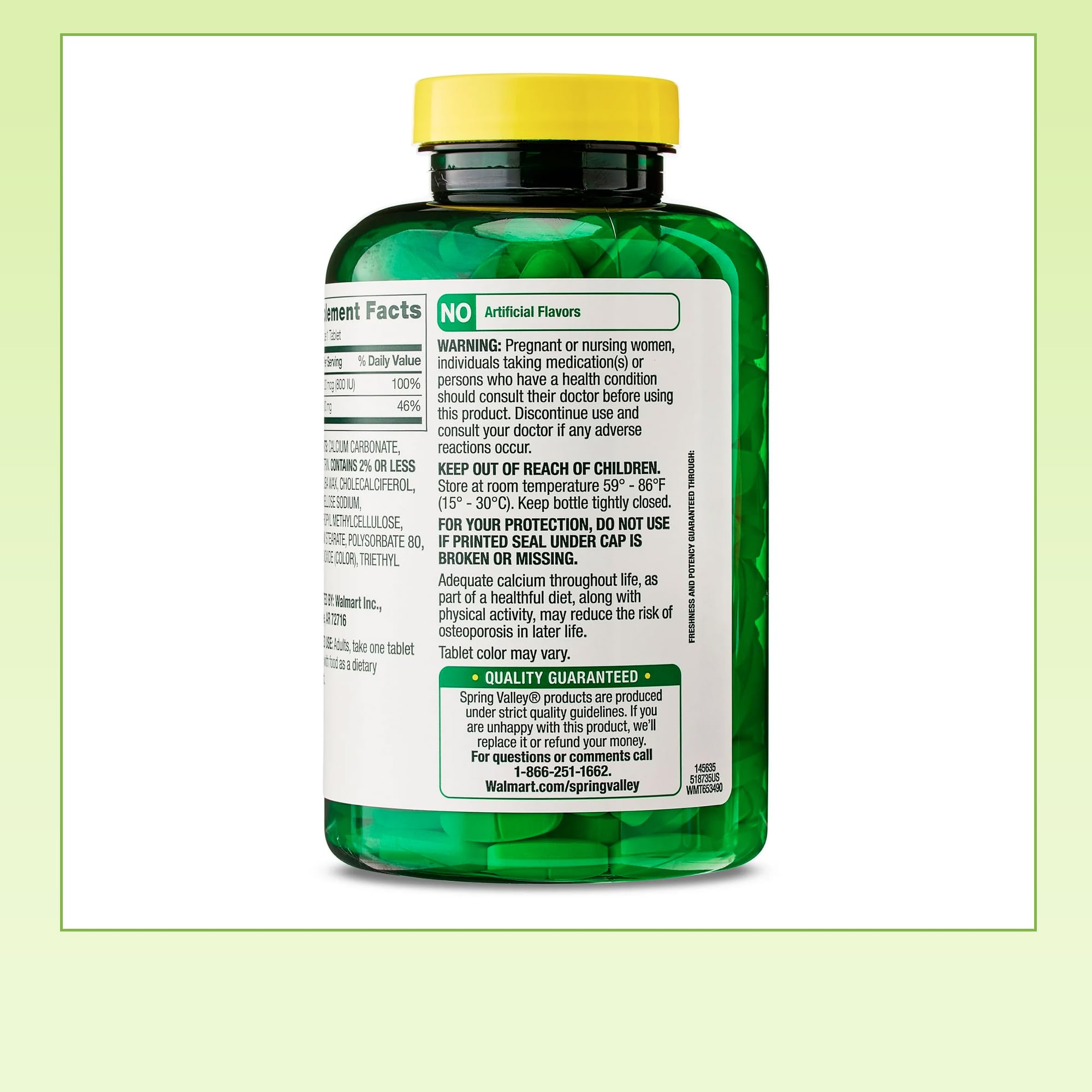 Calcium tablets for improved bone density