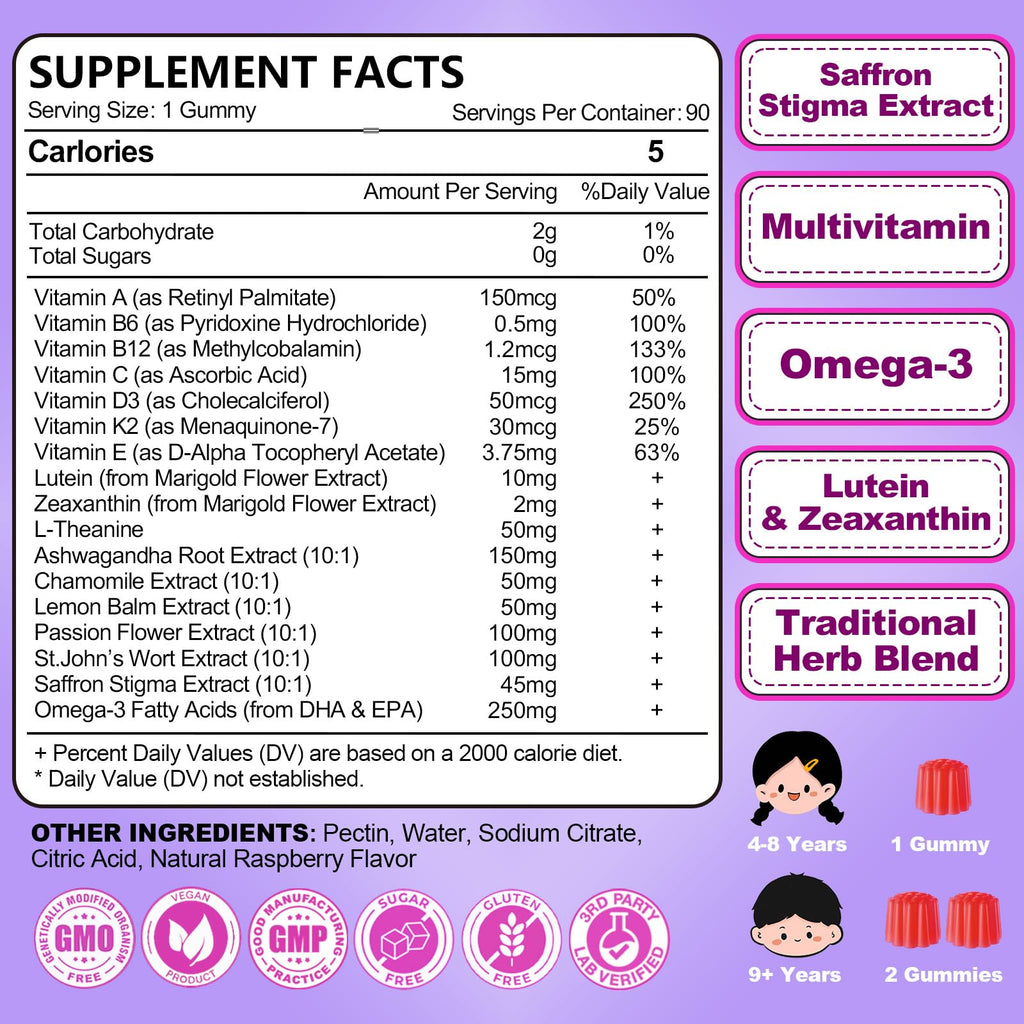 Calm and focus multivitamins for children
