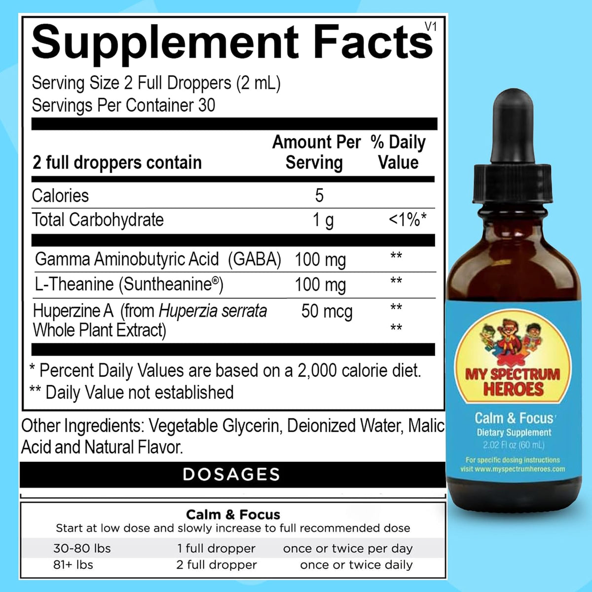 Calm and focus supplement drops for adults