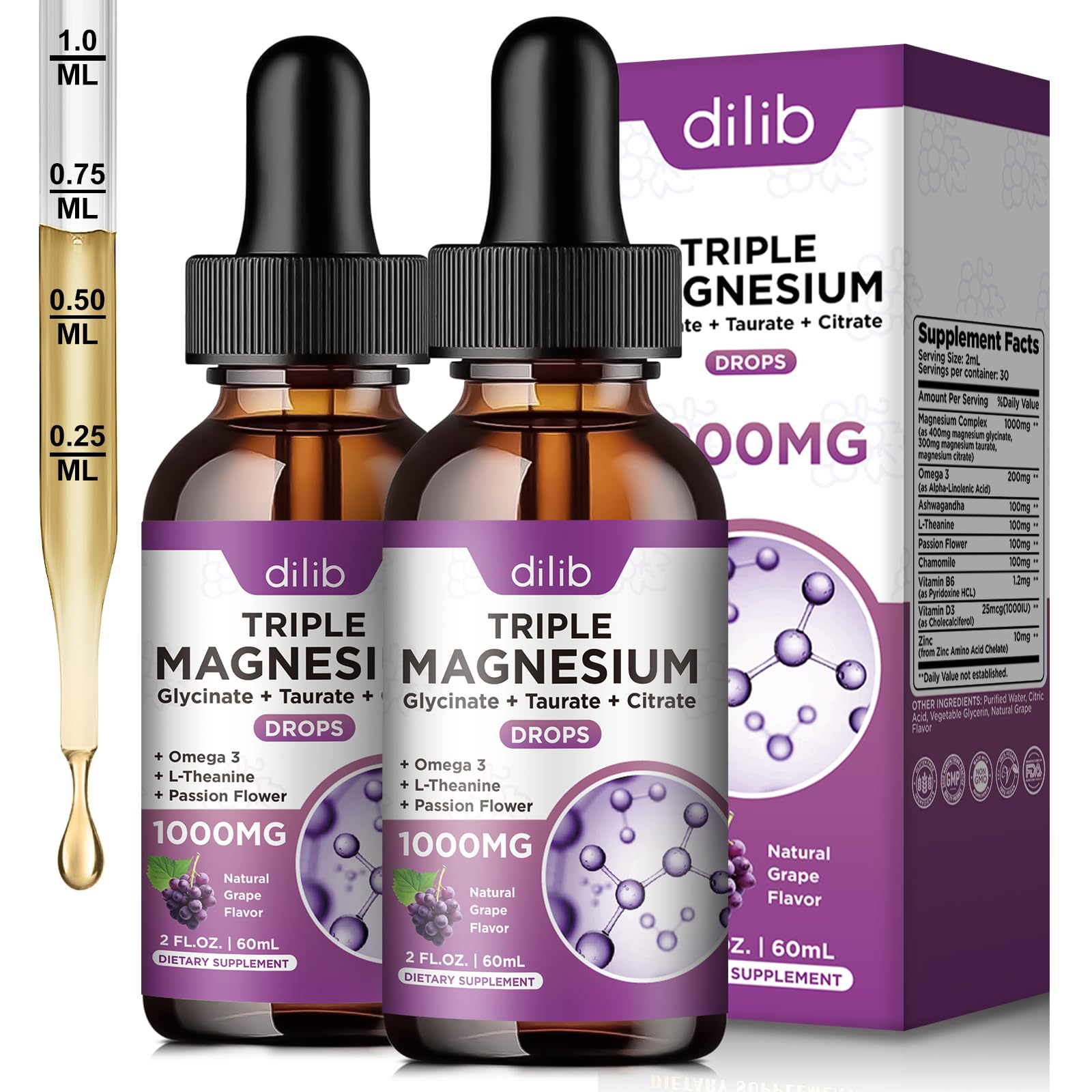Calm magnesium glycinate drops for relaxation