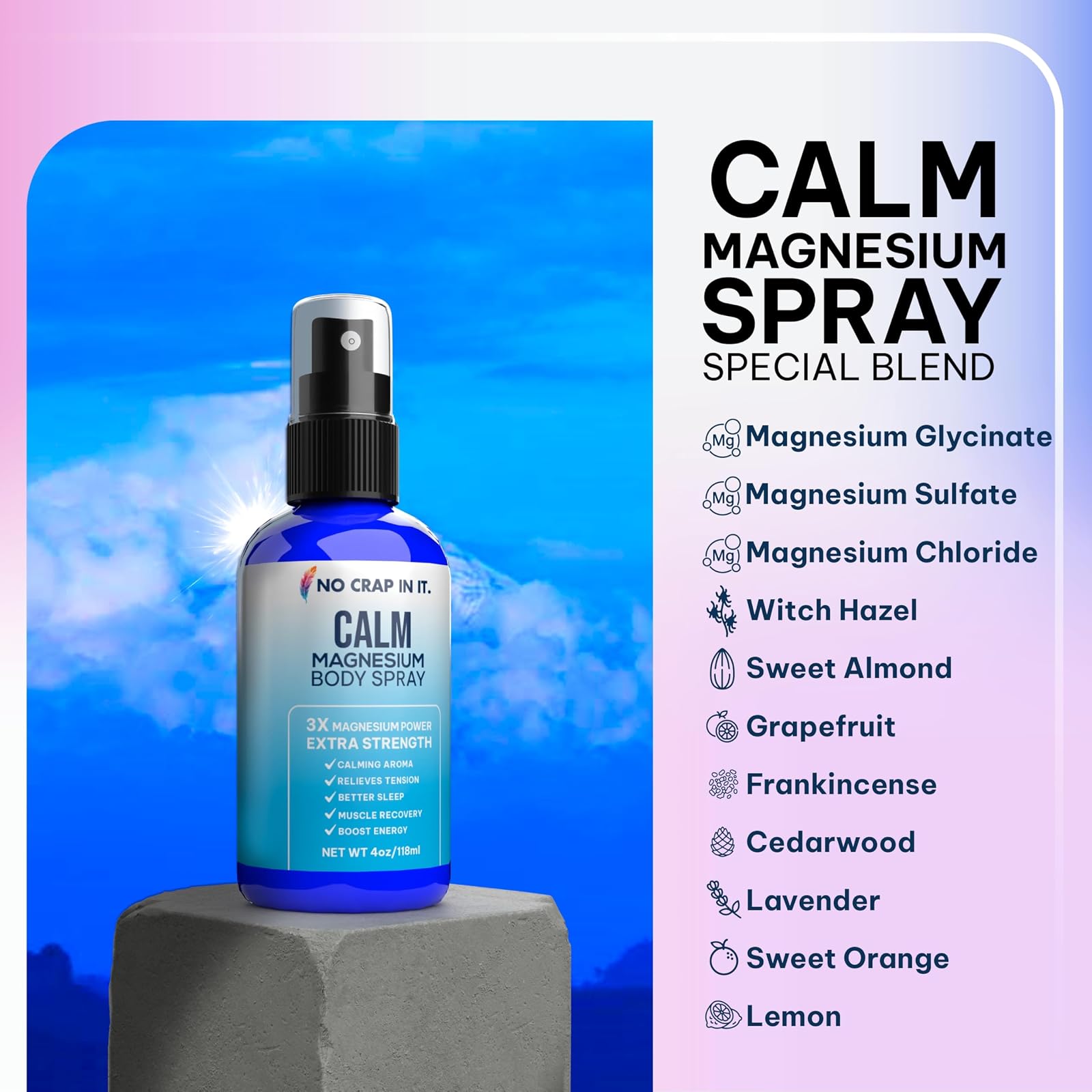 Calm magnesium spray for better sleep