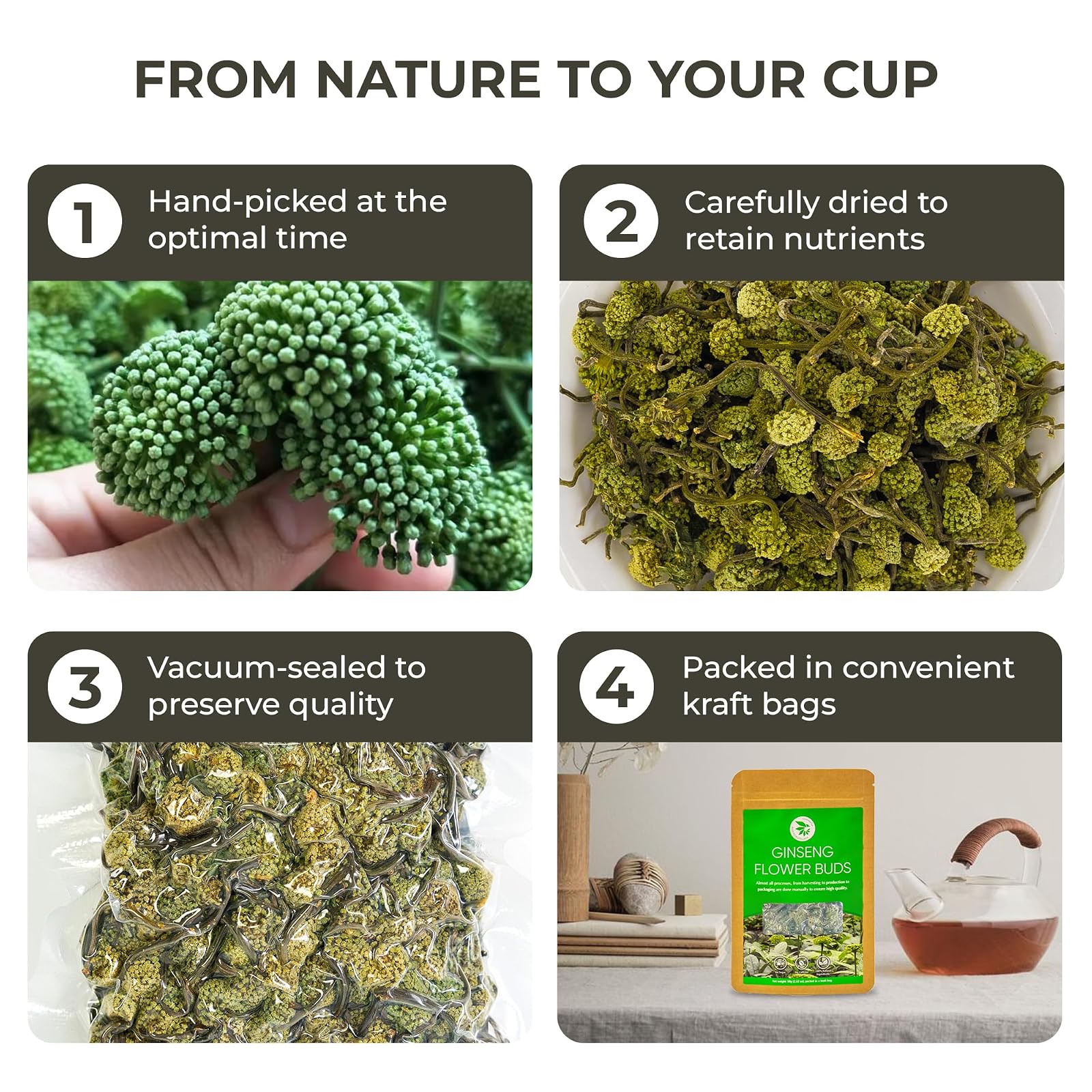 Calming effects of flower buds tea