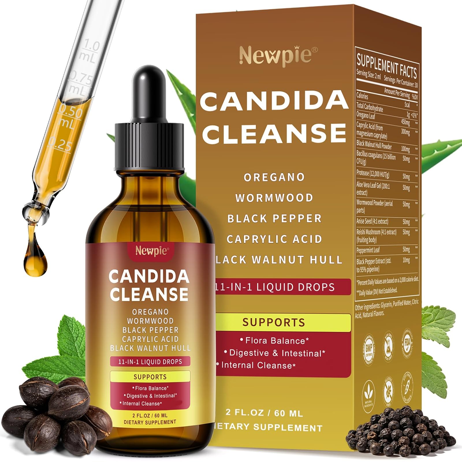 Candida support drops for gut health