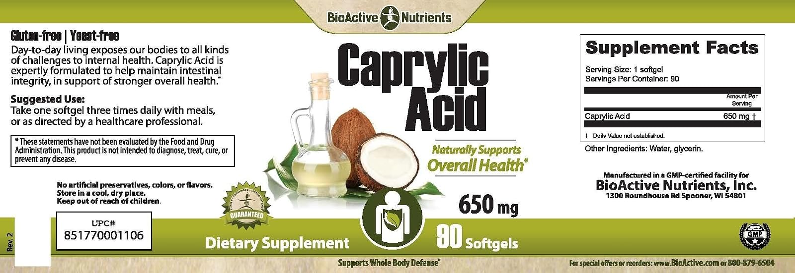 Caprylic Acid softgels for gut health
