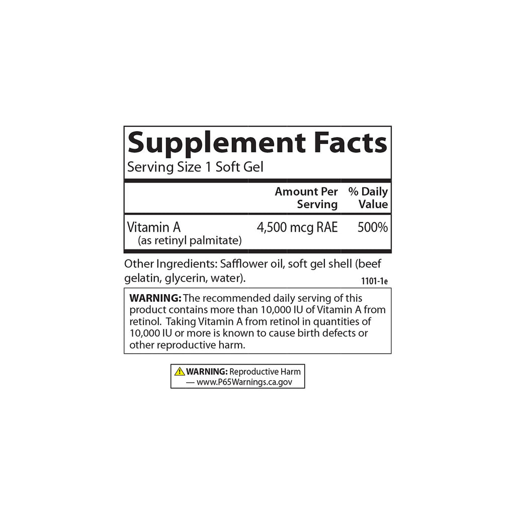 Carlson Vitamin A softgels for skin health