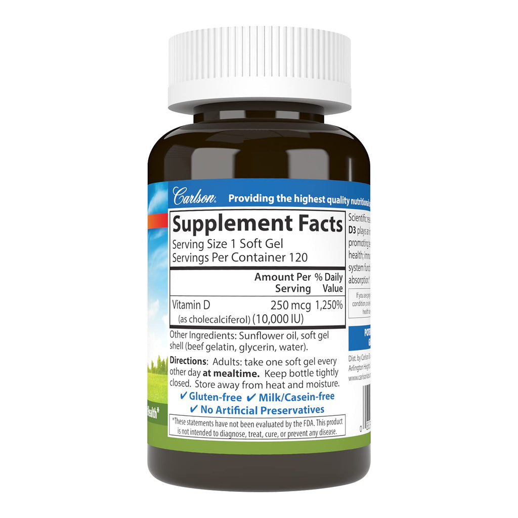 Carlson vitamin D3 10,000 IU benefits