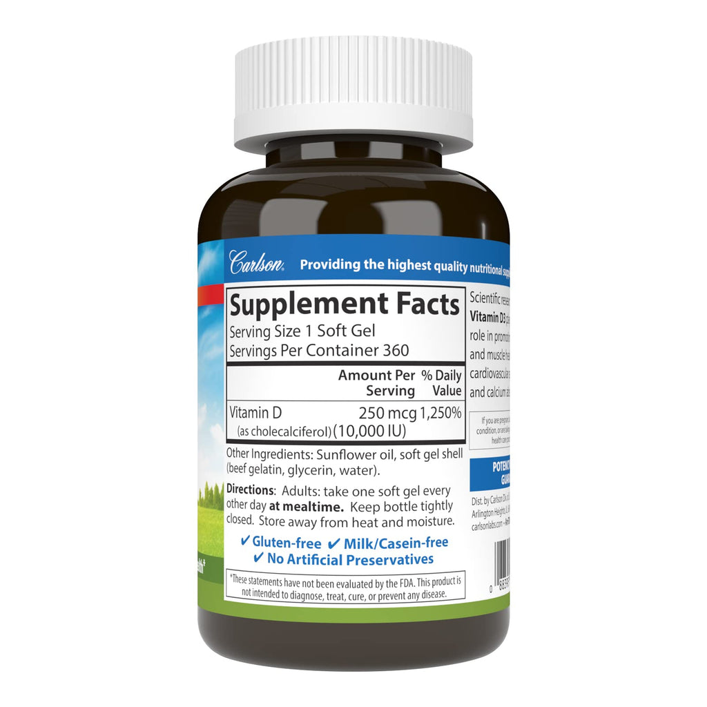 Carlson vitamin D3 10,000 IU benefits