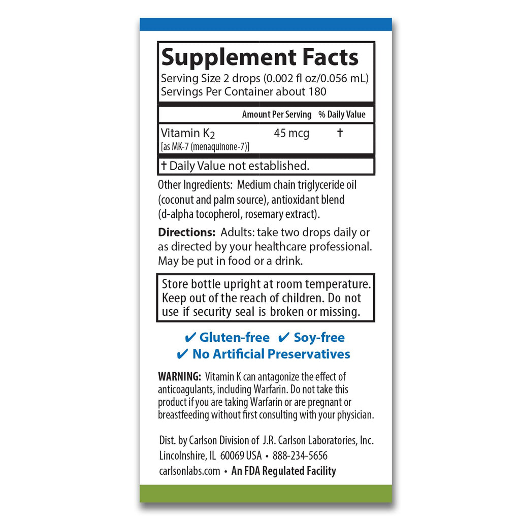 Carlson vitamin K liquid for strong bones
