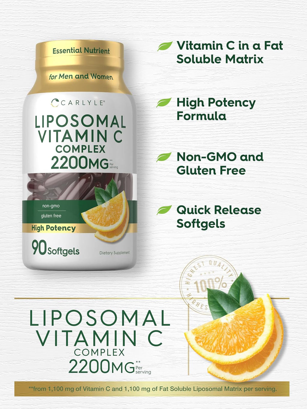 Carlyle 2200 mg vitamin C capsules