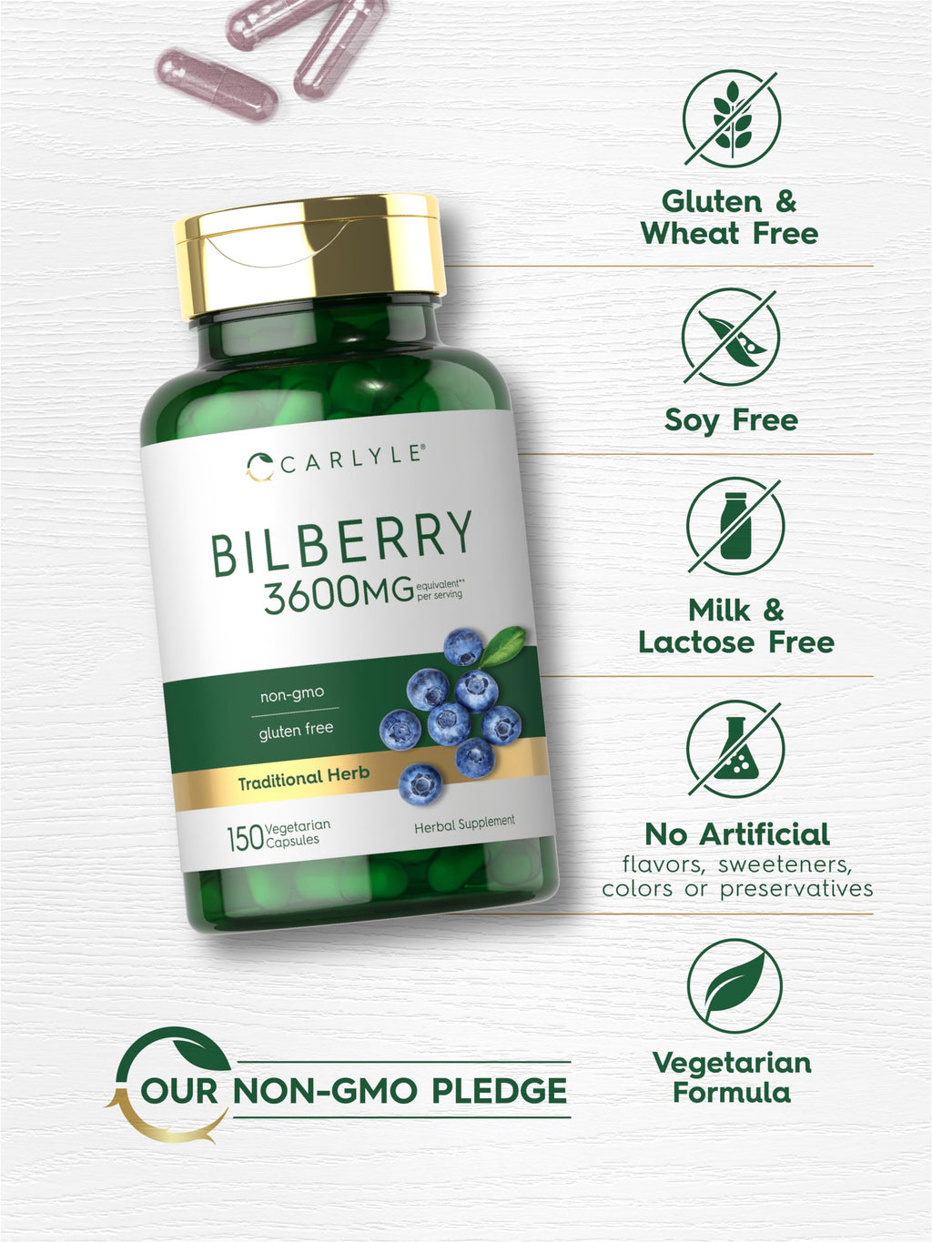 Carlyle bilberry capsules for daily nutrition
